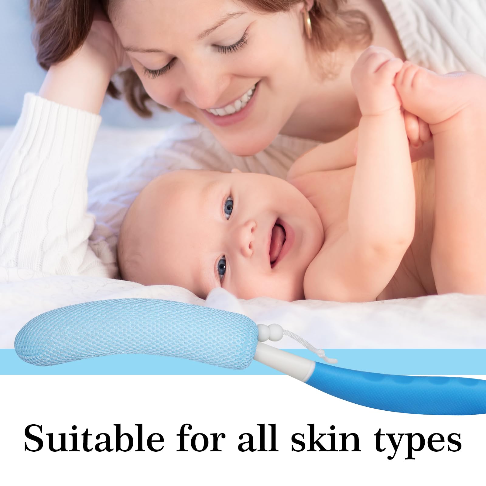 Leetye Mei Bath Brush Long Handle Shower Brush, Non Slip Handle Shower Brush, Long Handle Rear Frosted Shower Brush, Suitable for scrubbing and Bathing in Difficult to Reach Areas of The Body.