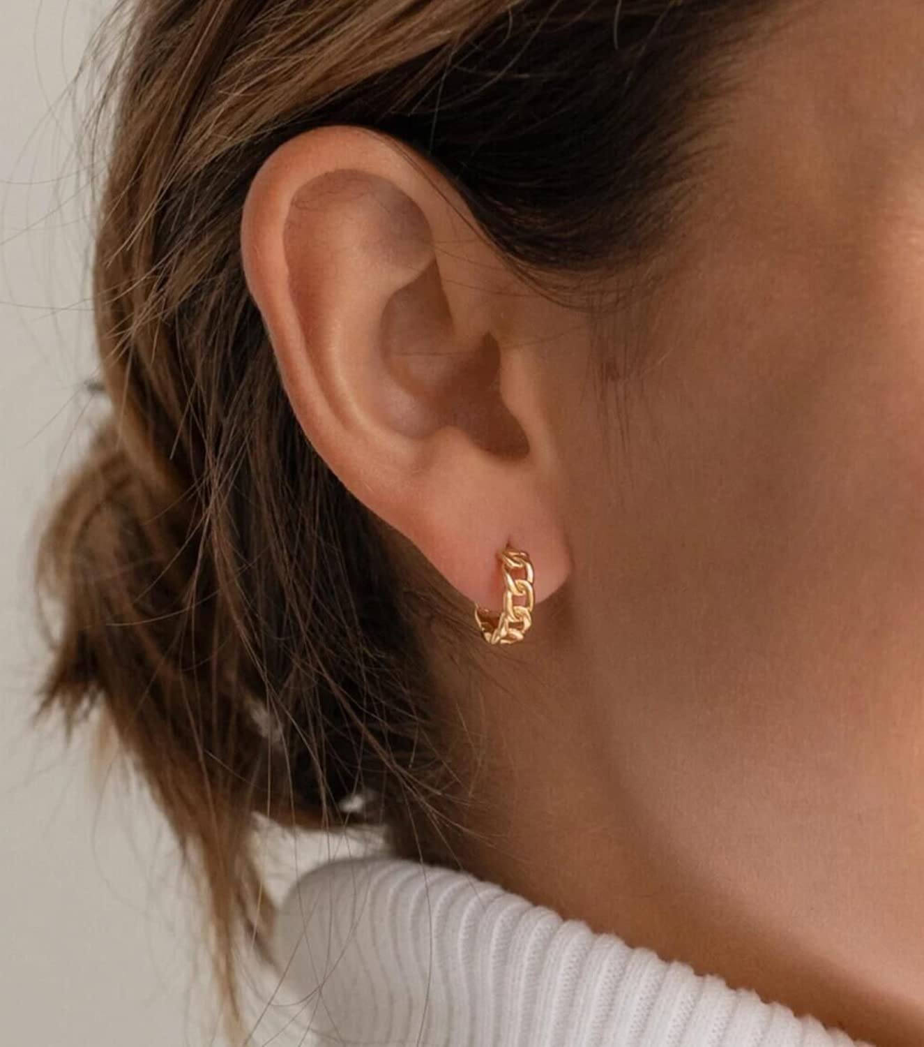 Gold Hoop Earrings Set 14k Gold Plated Huggie Earrings Hypoallergenic Chunky Thick Jewelry for Multiple Piercing Christmas Gift for Women