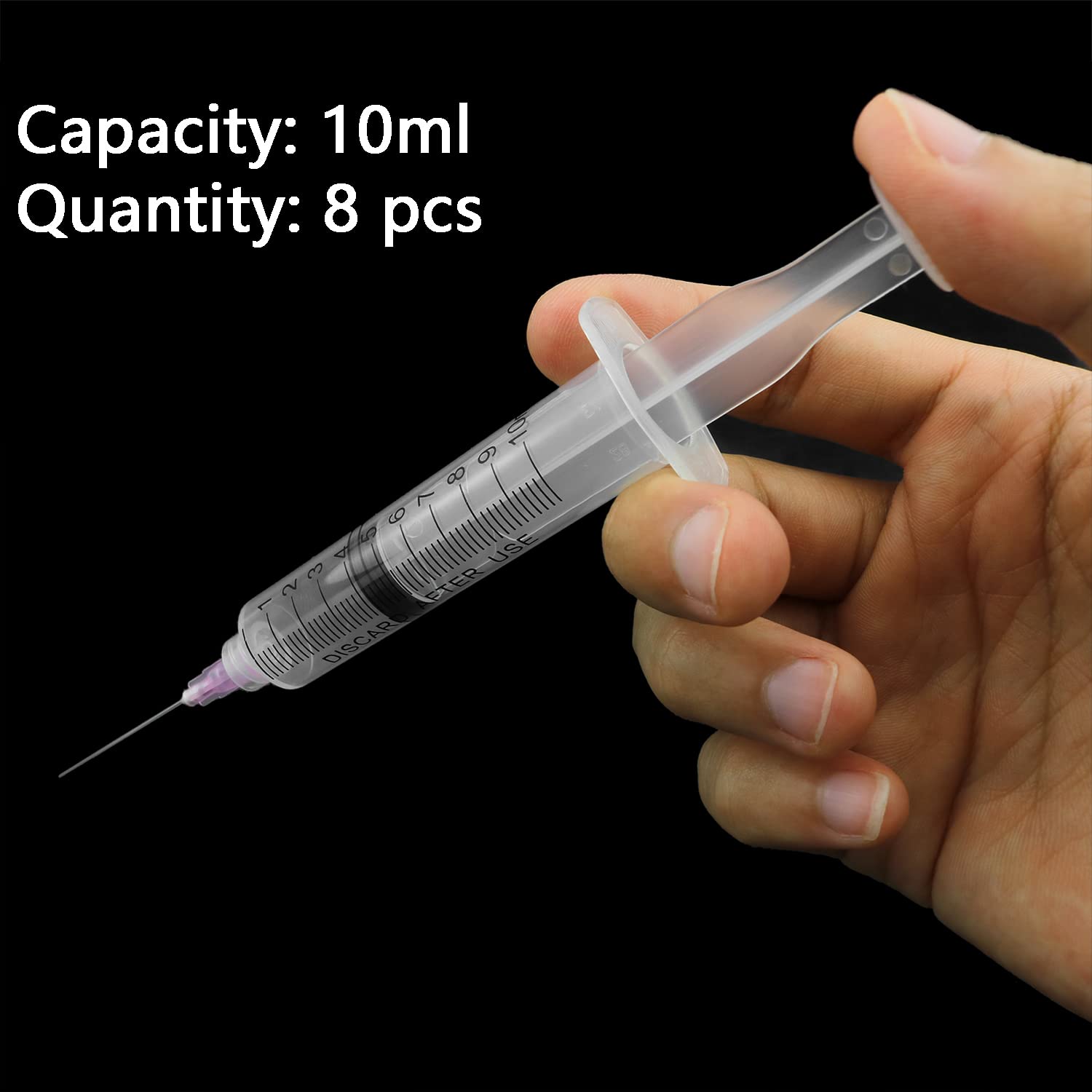 MTQY 8pcs 10ml Plastic Syringes with 18Ga Blunt Needle for Fountain Pen, Computer Printer