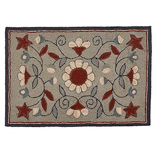 Park Designs Gray Floral Hooked Rug 2' x 3'