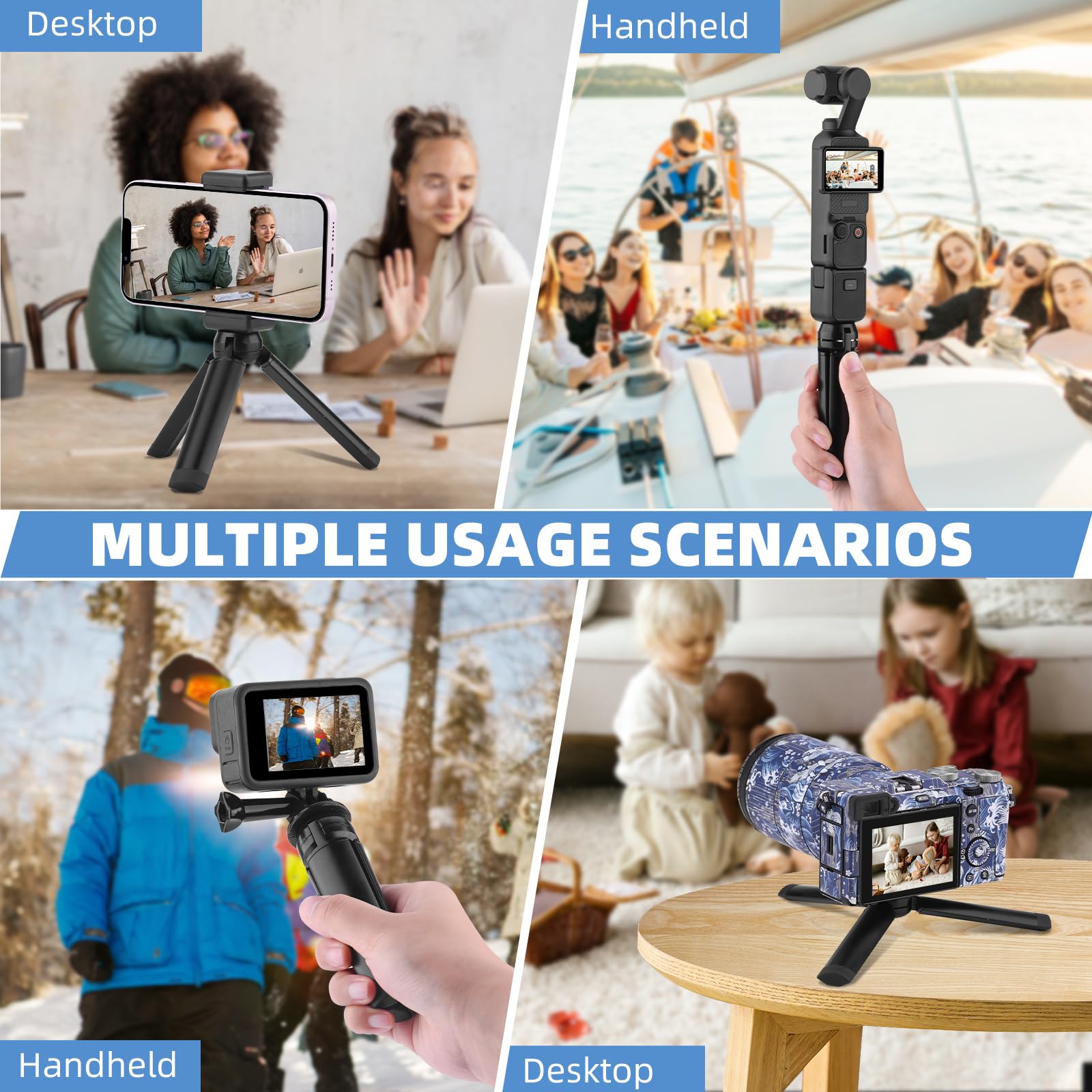 HeiyRC Tabletop Tripod for OM 4 5 Osmo Mobile 2 3 Zhiyun Smooth 4 Gimbal Stabilizer Action Camera Phone SLR Camera Desktop Stand Grip