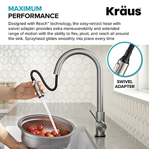 Kraus KTF-3104SFS Oletto Contemporary Single-Handle Touch Kitchen Sink Faucet with Pull Down Sprayer, 16 5/8 Inch, Spot Free Stain