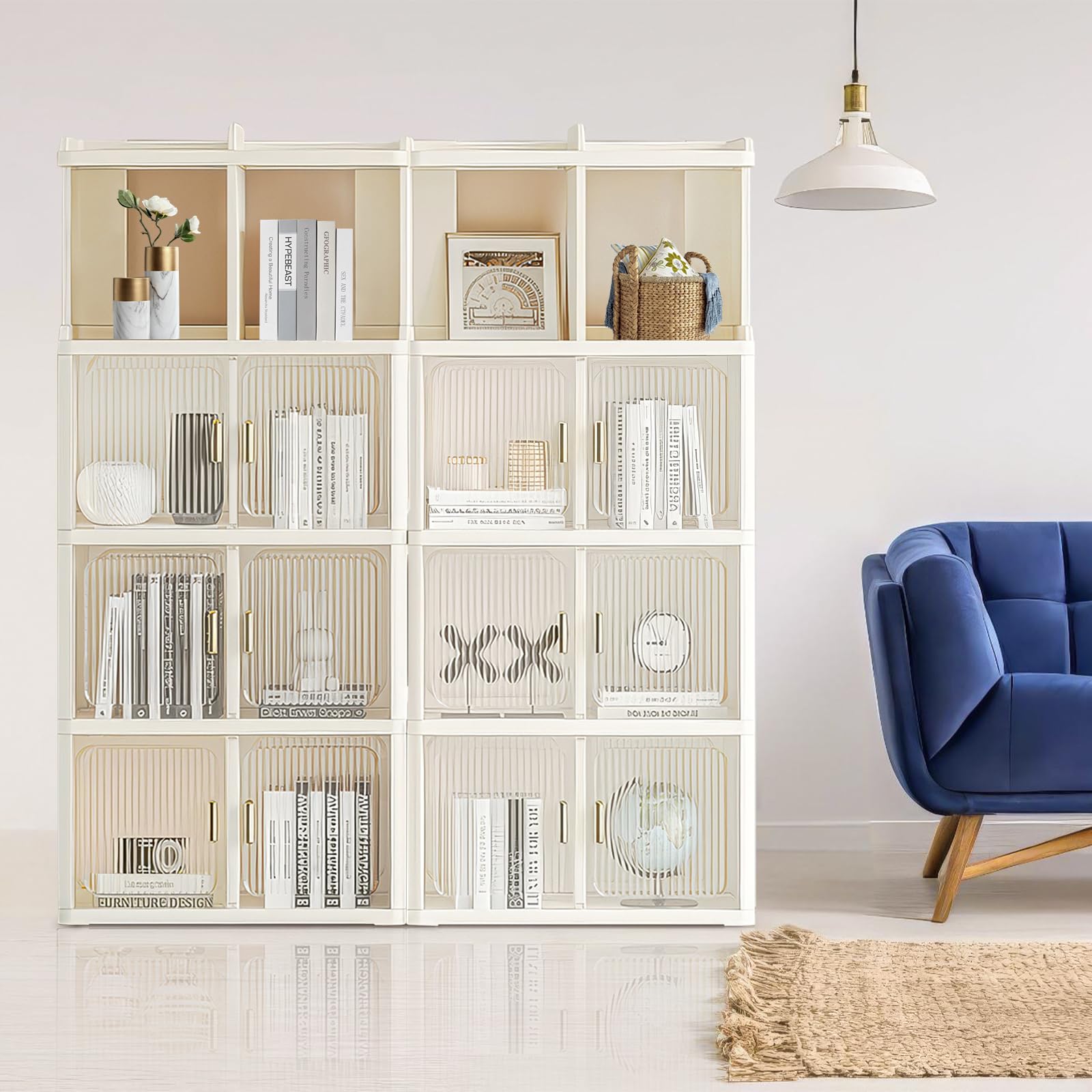 MU TU HD 5 Tier Bookcase with Doors, Floor Standing Bookshelf with Storage, Display Storage Book Shelf Organizer Storage Shelves for Bedroom Bathroom Kitchen