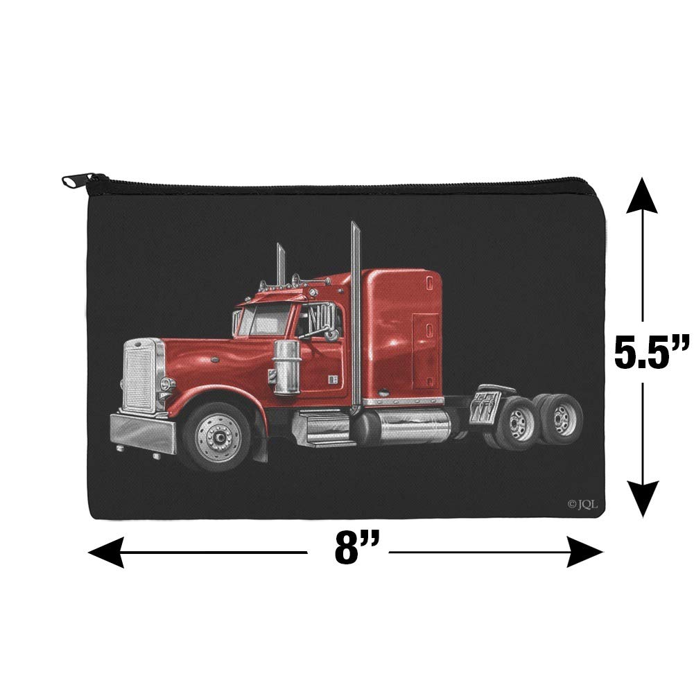 Semi Tractor Trailer Truck Trucker Pencil Pen Organizer Zipper Pouch Case