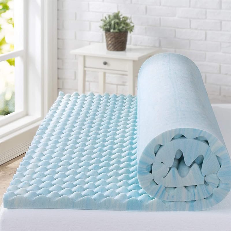 Fancial 1.5" Swirl Gel Cooling Memory Foam Mattress Top, Cooling Airflow Design, Queen