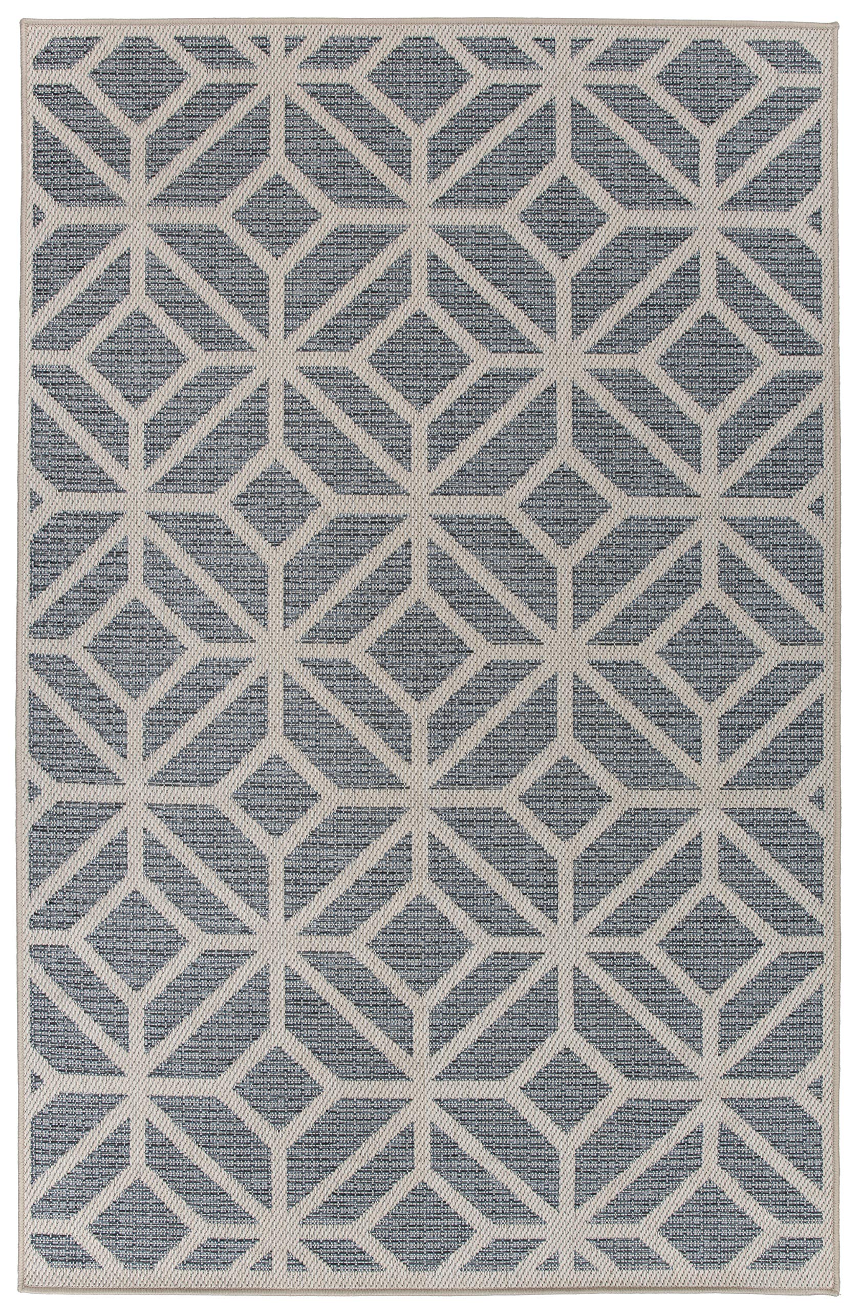Rugshop Contemporary Geometric Rug for Patio, Dec, Balcony, Indoor/Outdoor Area Rug 7'10" x 10' Blue