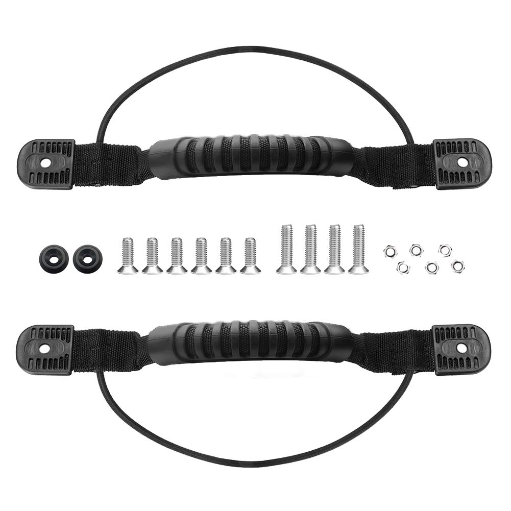 GEUNTECH 2Pcs Kayak Carry Handles with Hardware Kits for Kayak Canoe Boat Side Mount Carry Handles with Black Bungee (Contour Grip Handles)