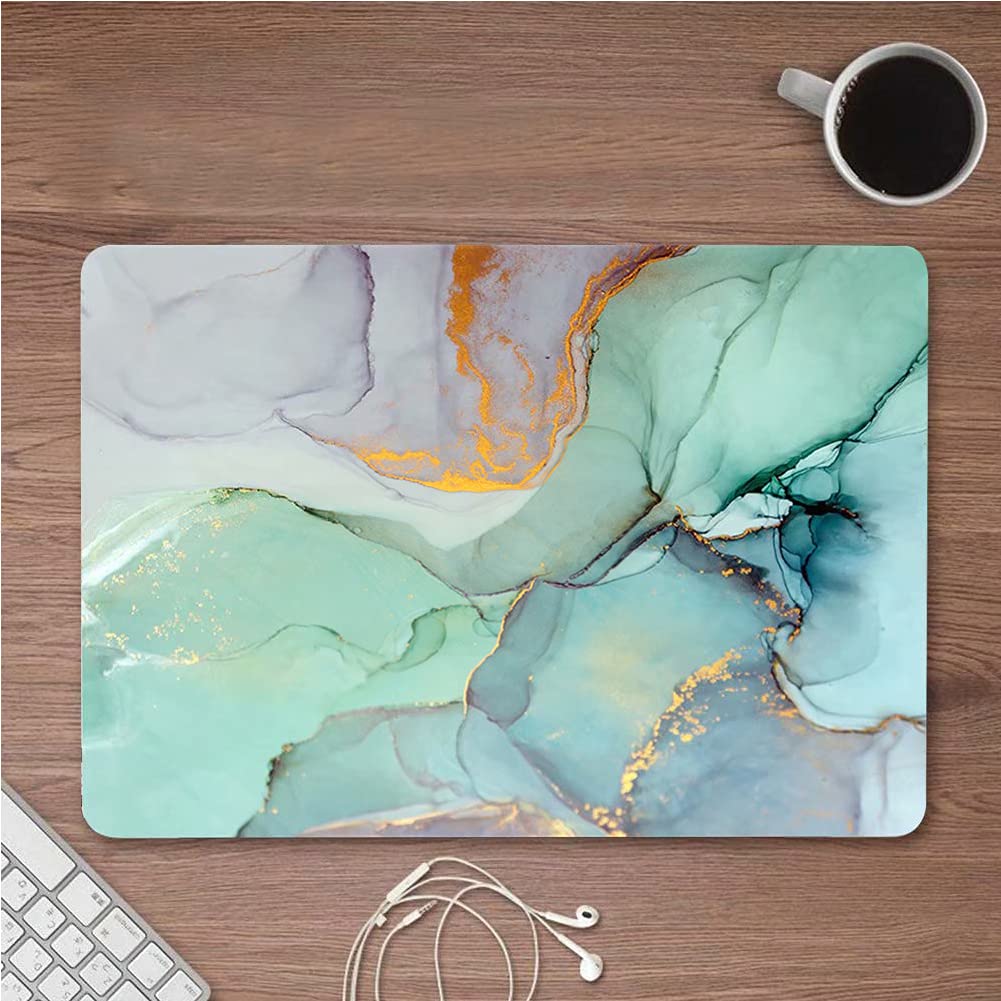 Fancity Compatible with MacBook Air 13 inch Case 2020 2021 M1 A2337 A2179 A1932, Rubberized Hard Shell Protective Case & Keyboard Cover for Mac Air 13 with Touch ID (2018-2021), Green Marble