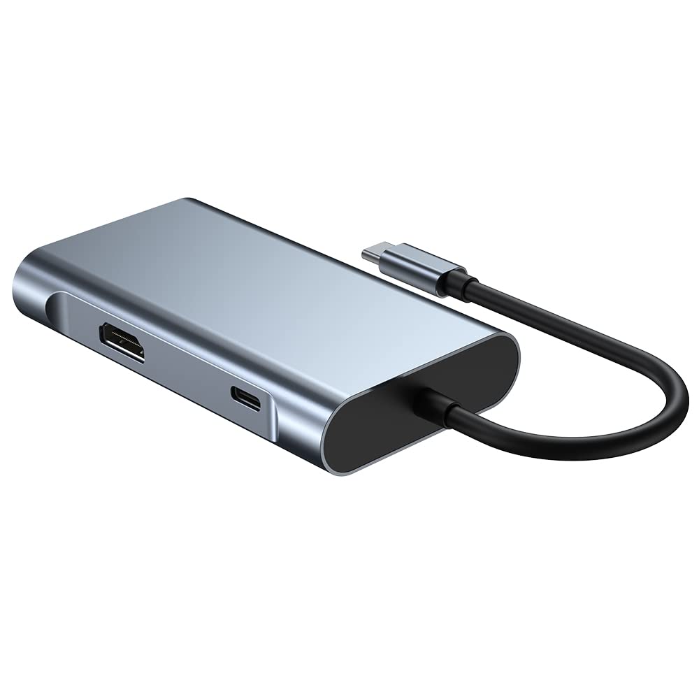 KitBox USB C HUB 7 in 1 Type C Adapter with Type C 87W PD, USB3.0 HDMI VGA, RJ45 Ethernet Port for MacBook and Other Type C Laptop.