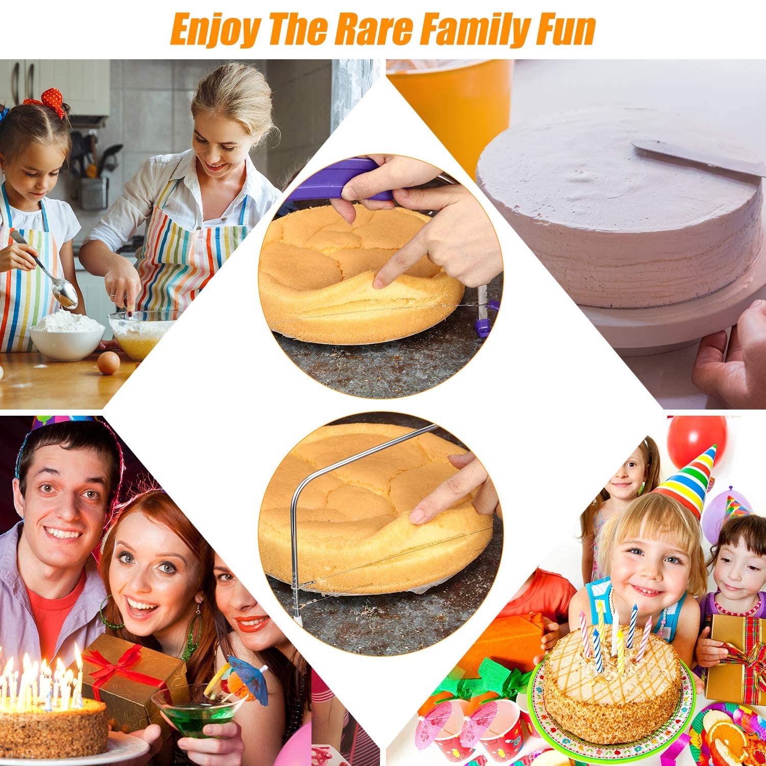 Kitchen Cakes Baking Tool,Adjustable Cake Levelers, Double Wire Cake Slicer Levelers,Bonus 1 Stainless Steel Wire for Wedding Birthday Layer Cake, Suitable for 10 Inch Cake
