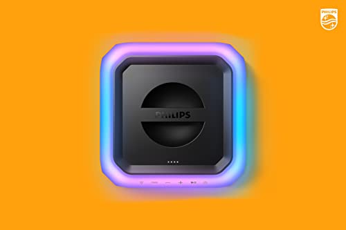 PHILIPS X7207 Bluetooth Party Cube Speaker with 360° Party Lights - Link up to 50 Speakers, Black