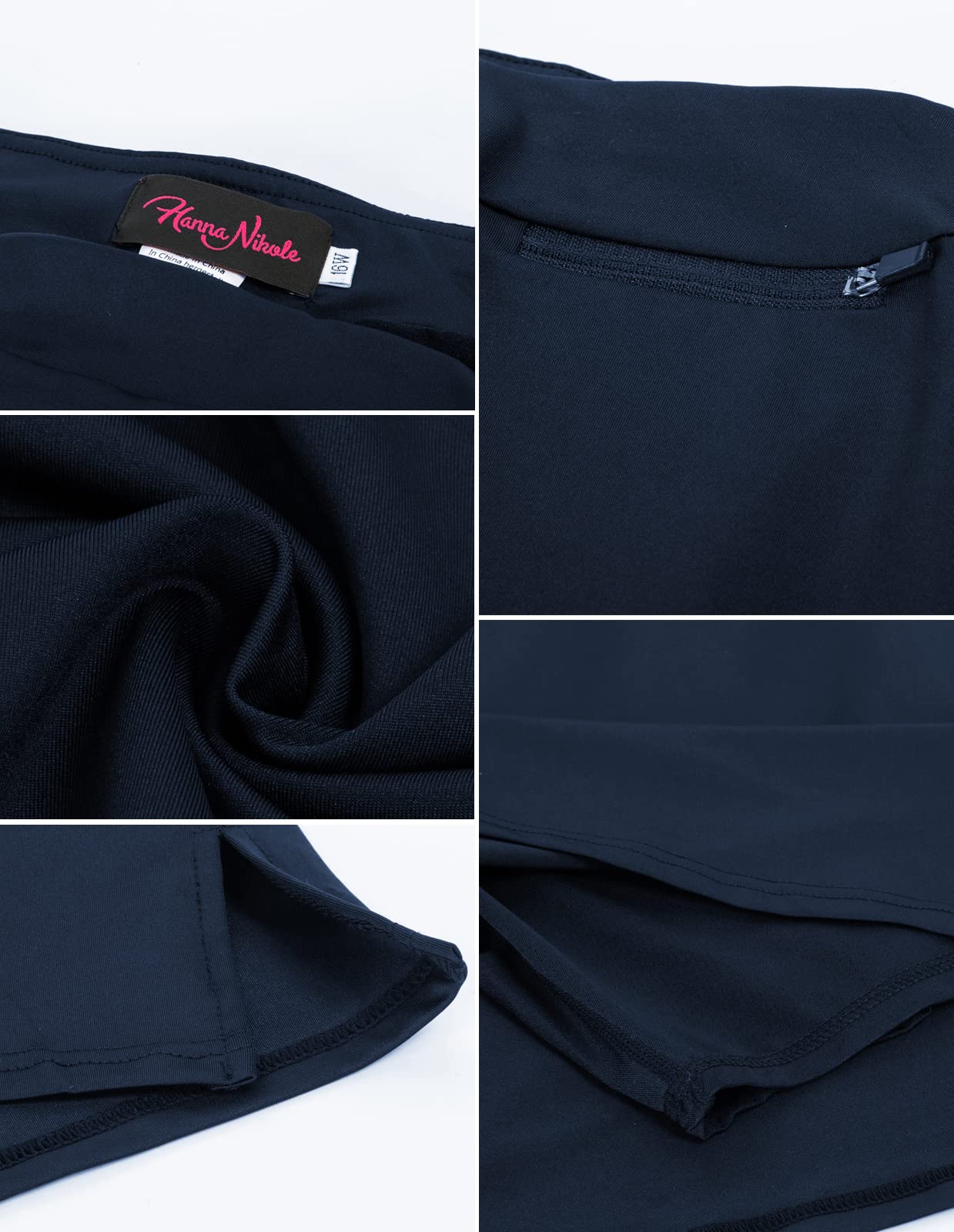 Hanna Nikole Golf Skirts for Women Plus Size Pleated with Shorts Pockets 18" Workout Skorts Navy 20W