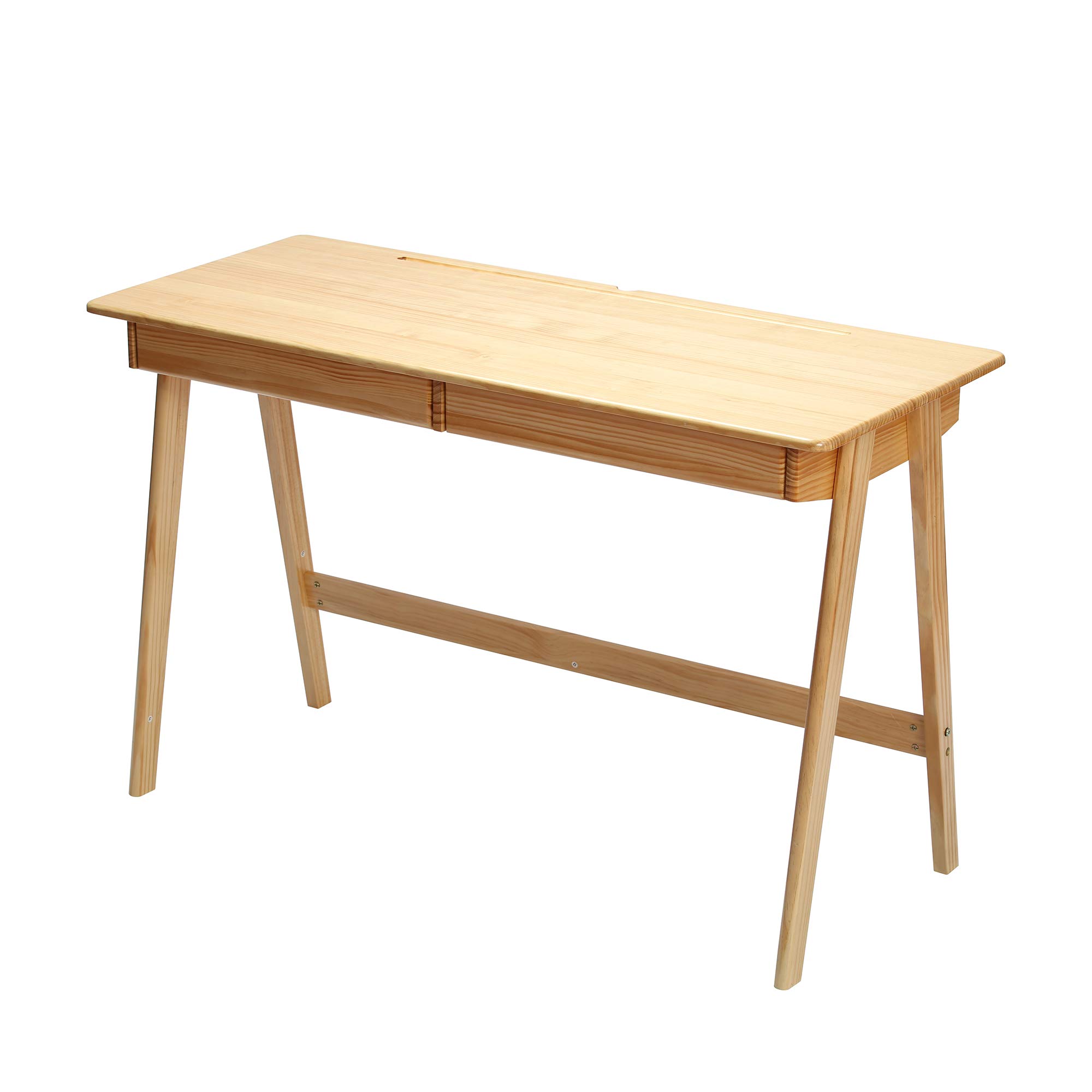 Function Home Computer Desk with Drawers, Solid Wood Office Writing Desk, Modern Study Table with Spacious Desktop, Writing Desk for Bedroom Home Office,Natural