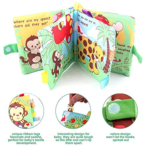 HanShe Soft Baby Books Crinkle Book Set 4 Pack High Contrast Cloth Book Educational Learning Toy for Infant Fabric Baby Activity Crinkle Book for Infants Toddler Birthday Gift