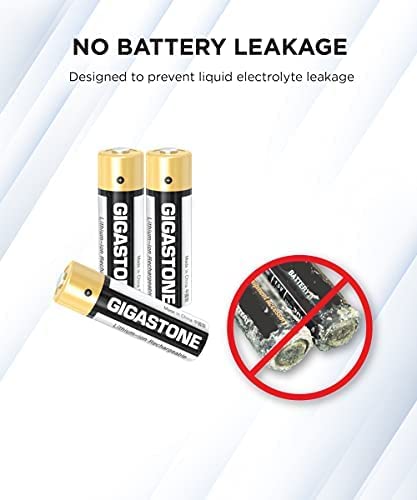 Gigastone Rechargeable Lithium AA Batteries, 1.5V Constant Voltage, 3000mWh High Endurance 1000x Cycles, Built-in Safety Protection, 12-Pack AA Batteries + 8-Bay Fast Charging AA AAA Battery Charger