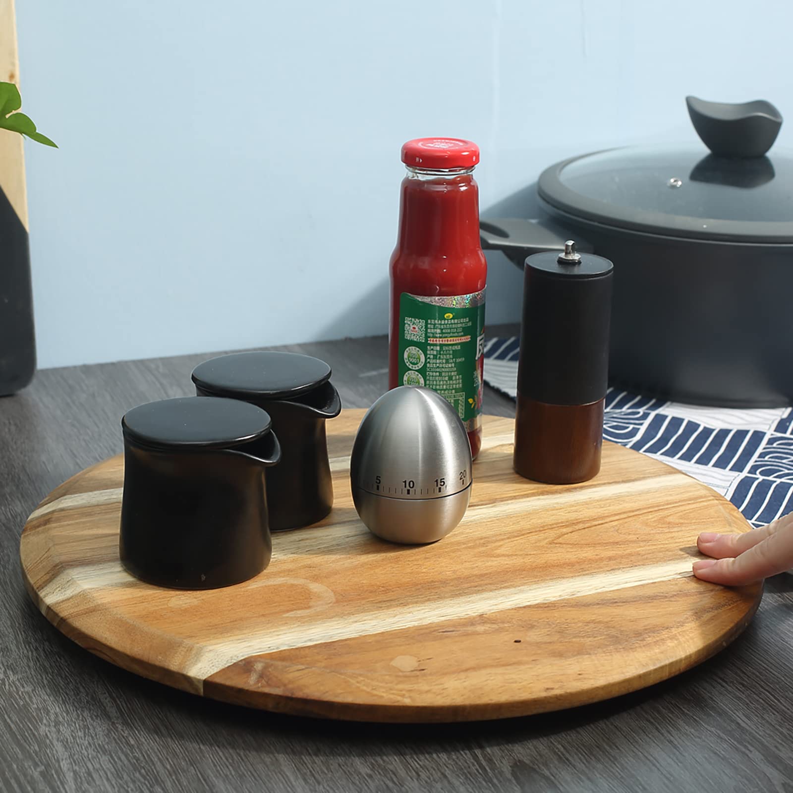 EVERBBKING 15 inch Acacia Wood Lazy Susan Kitchen Organizer Turntable for Cabinet Pantry Table Organization Spice Oil Storage