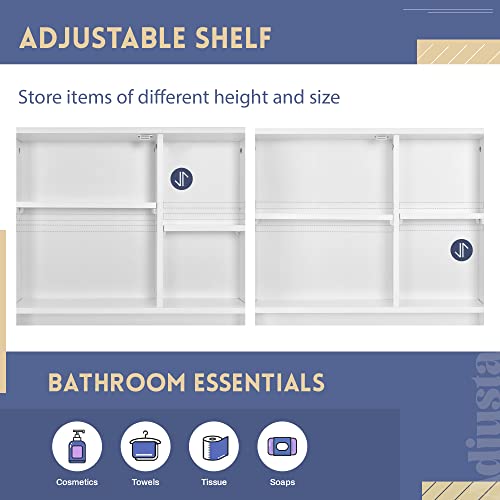 SPOFLYINN, Toilet Organizer with Adjustable Shelf, Freestanding Cabinet with Shutter Door and Open Storage Space for Bathroom White As Shown One Size