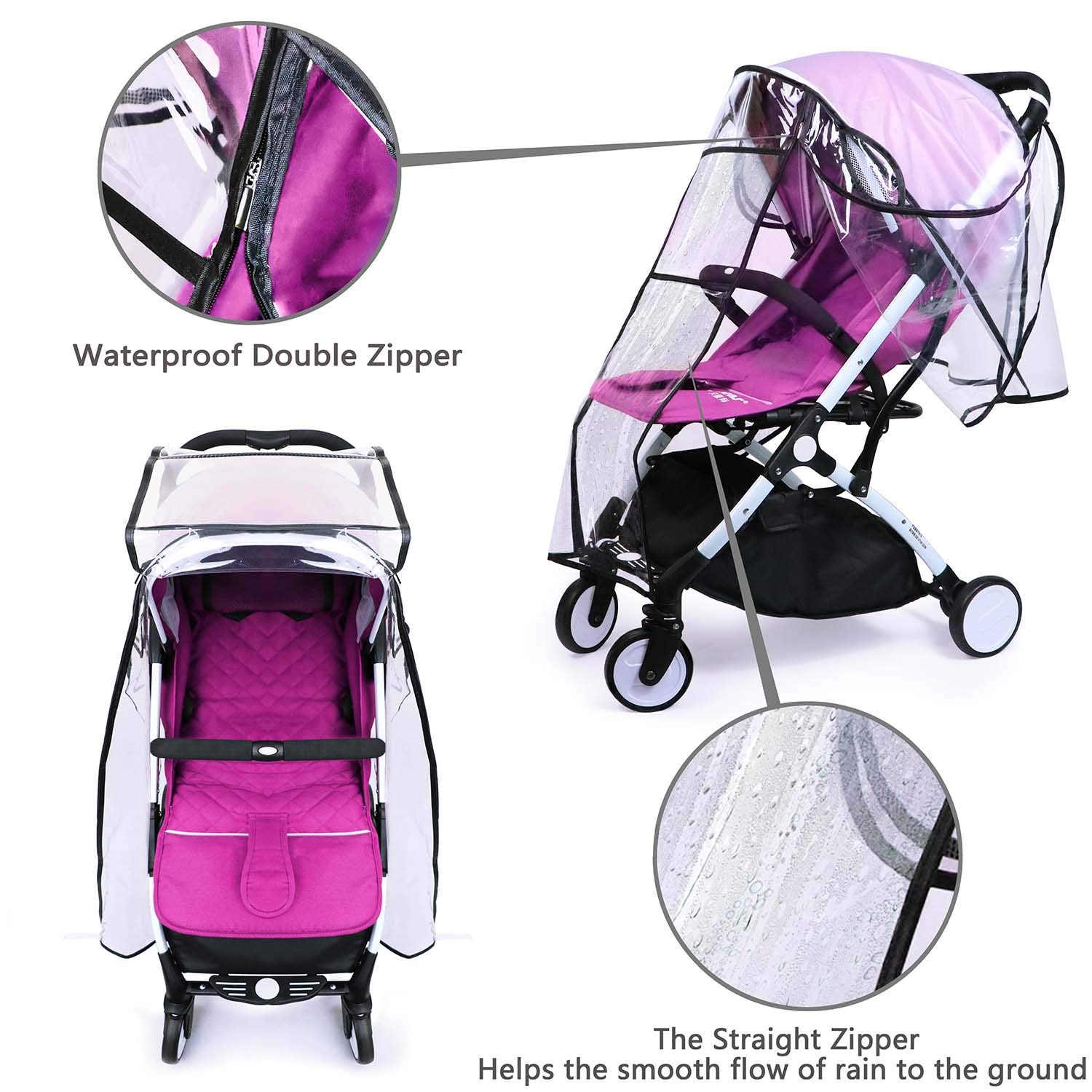 FANGSUN Universal Stroller Rain Cover, Baby Stroller Weather Shield, WaterproofâStroller Cover, Travel Umbrella Stroller Wind Dust Shield, Food Grade EVA, Eye Protect
