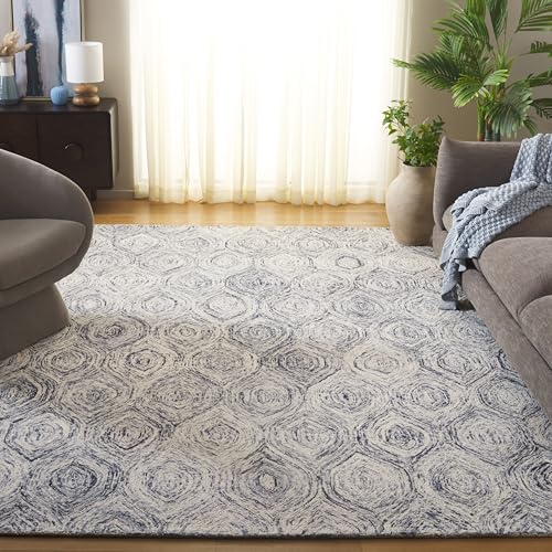 SAFAVIEH Ikat Collection Area Rug - 8' x 10', Silver & Grey, Handmade Wool, Ideal for High Traffic Areas in Living Room, Bedroom (IKT631G)