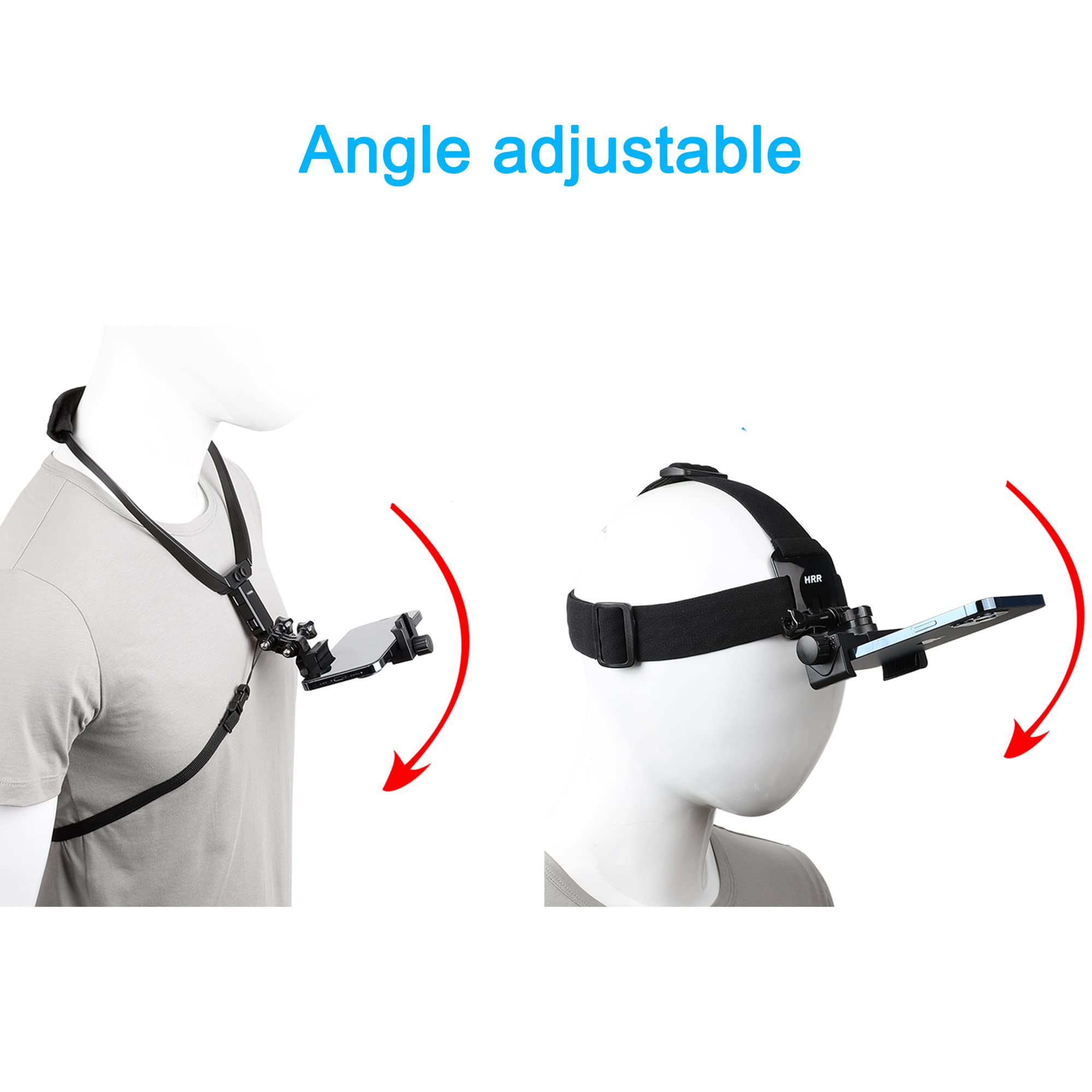 Phone POV Mount Head Strap Neck Holder Chest Harness Mounted for iPhone 14 13 12 11 Pro Max SE Samsung Galaxy S22 Ultra S21 GoPro Hero 11 10 9 8 Action Camera