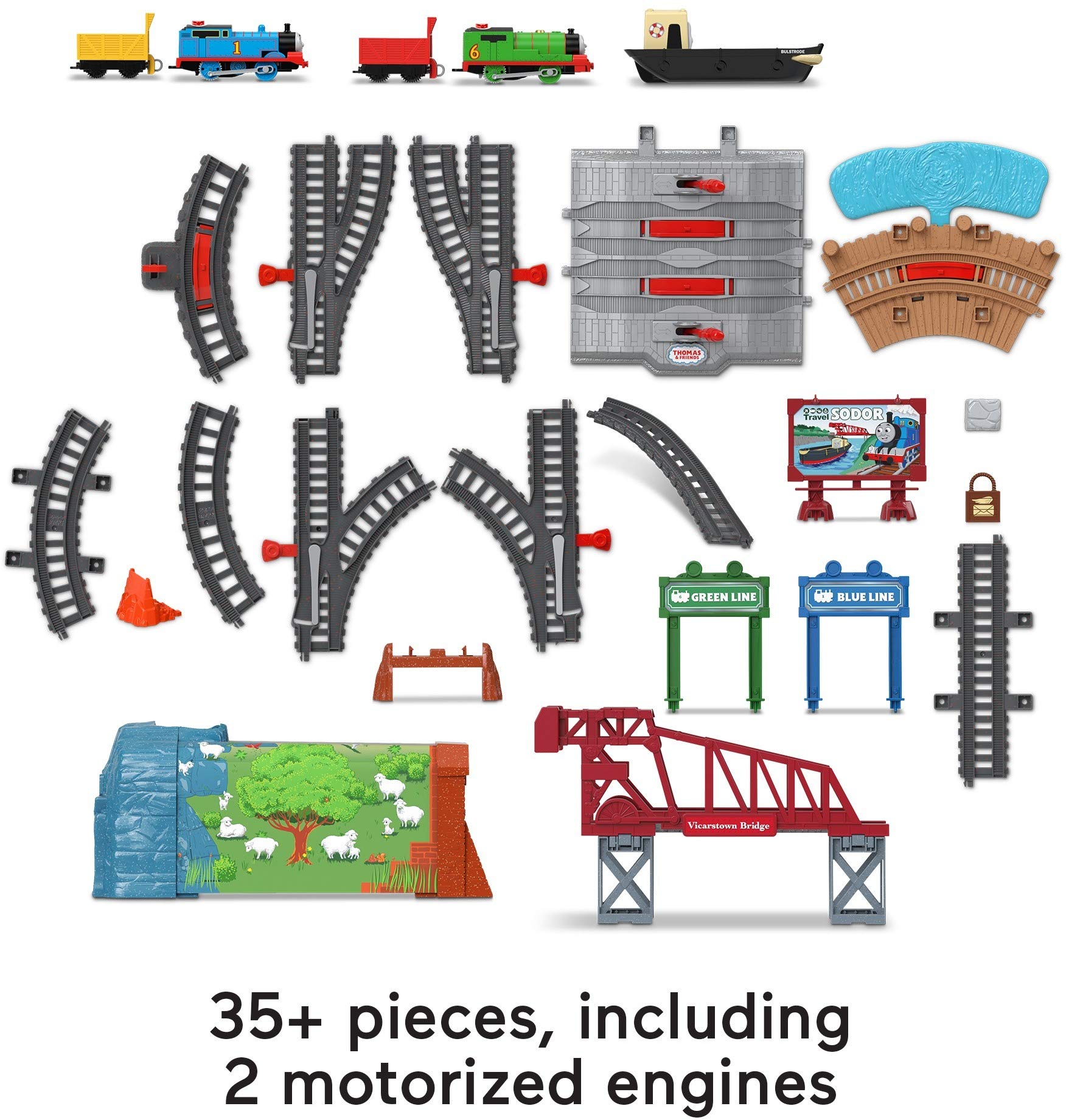 Thomas & Friends Toy Train Set Talking Thomas & Percy Motorized Engines with Track, Sounds & Phrases for Preschool Pretend Play Kids Ages 3+ Years