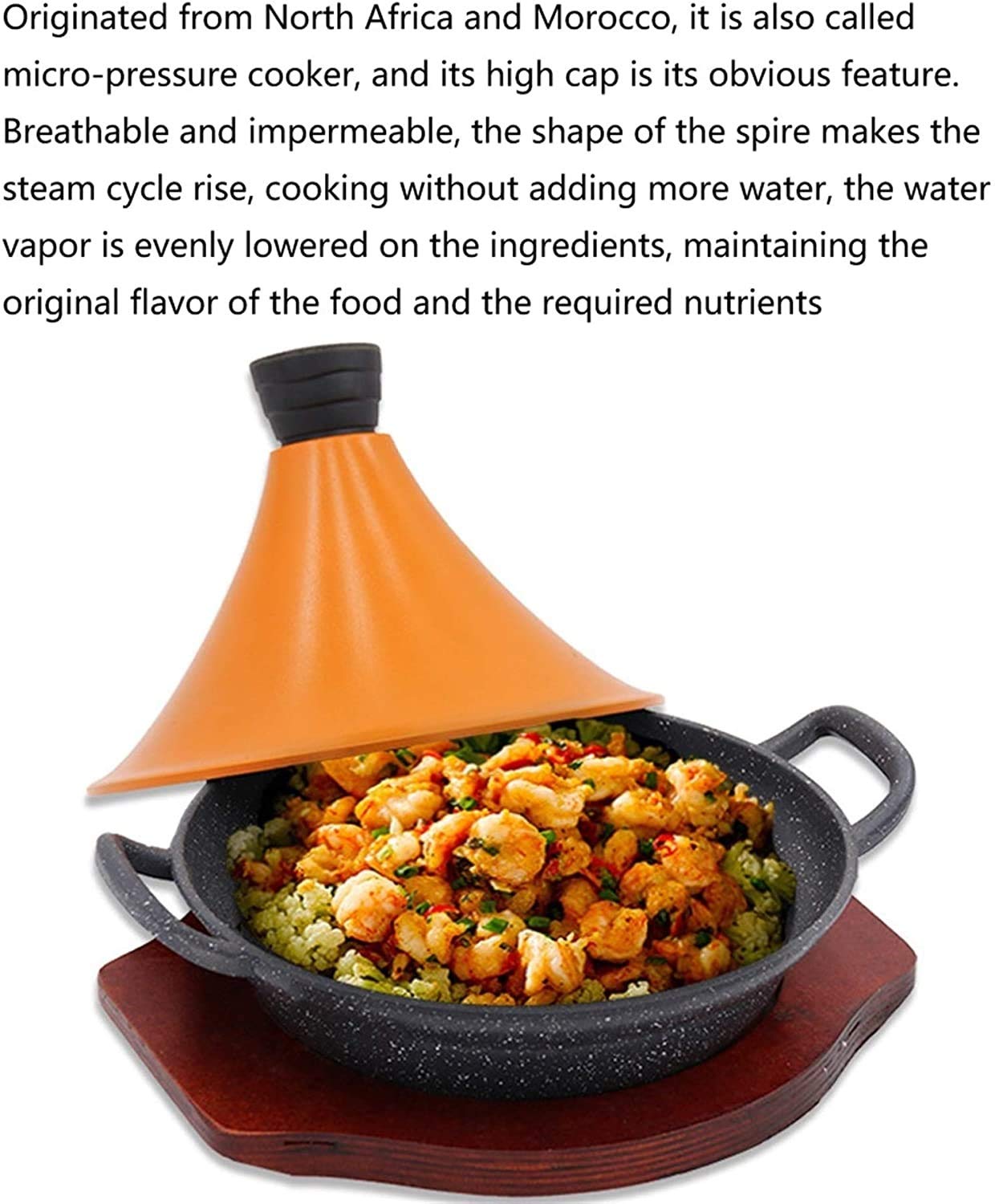 QIANMEI Ceramic Tagine Pot 20 cm Cast Iron Tagine|Slow Cooker with Enamel Lid Pot for Cooking Healthy Food|Smoke-Free Non-Stick Cookware Saucepan