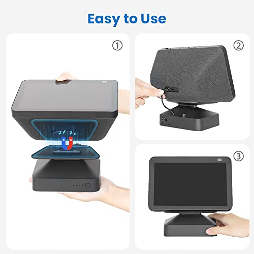 GGMM Battery Base, for Echo Show 8(1st & 2nd Gen), Adjustable Battery Charging Stand, Wireless Battery Dock, Black(Not Include Speaker)