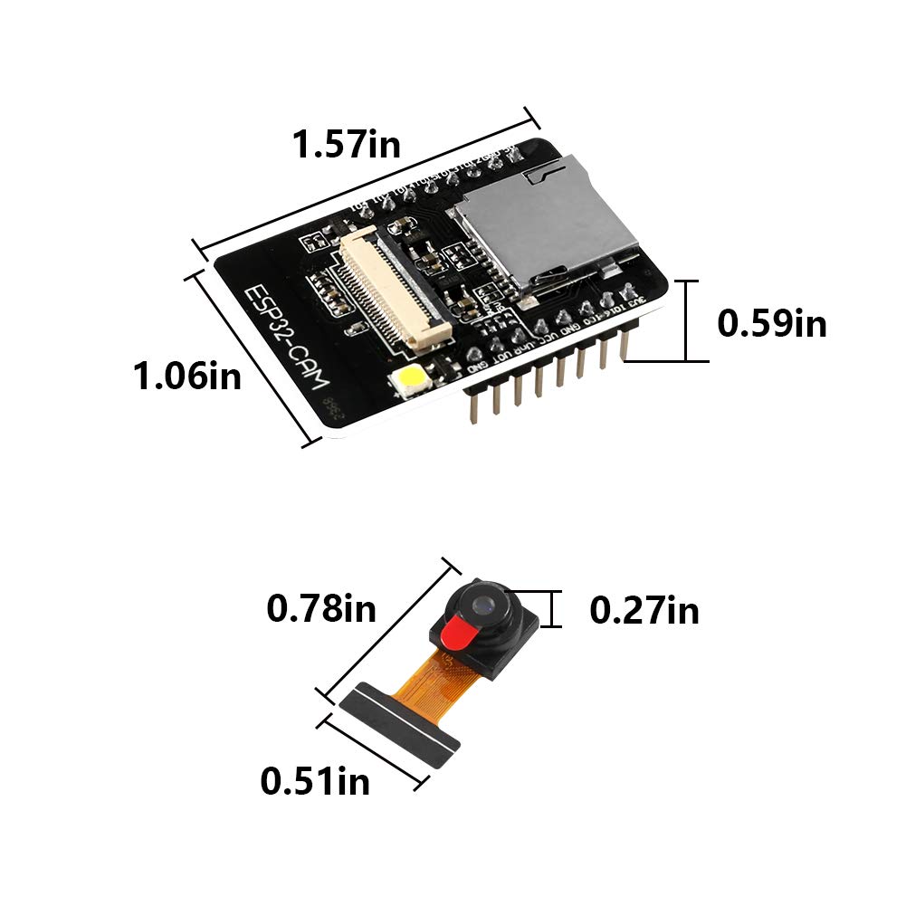 ESP32 Camera WiFi+Bluetooth Module 4M PSRAM ESP32 5V Low-Power Dual-core 32-bit CPU,with OV2640 OV7670 2MP TF Card Camera Development Board for Wireless Monitoring and QR Wireless Identification