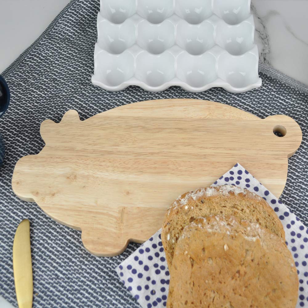 eBuyGB Wooden Pig Breakfast Board, Kitchen Serving Antipasti Platter Tray, Chopping Board, Cutting Charcuterie, Cheeseboard,Brown