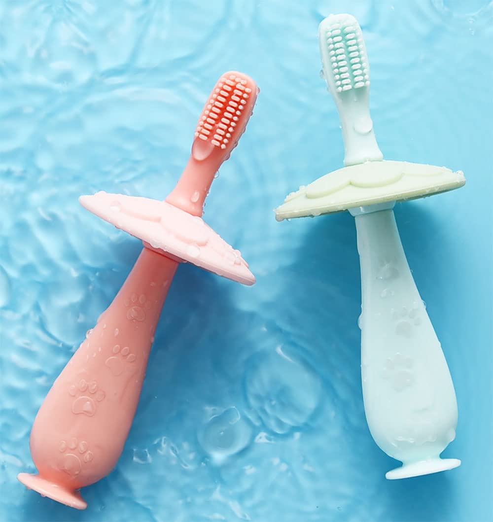 Yamadura Toddler Training Toothbrush,That Gently Clean and Stimulate Your Little One's Gums and Teeth,Made from 100% Food Grade Silicone (Green)