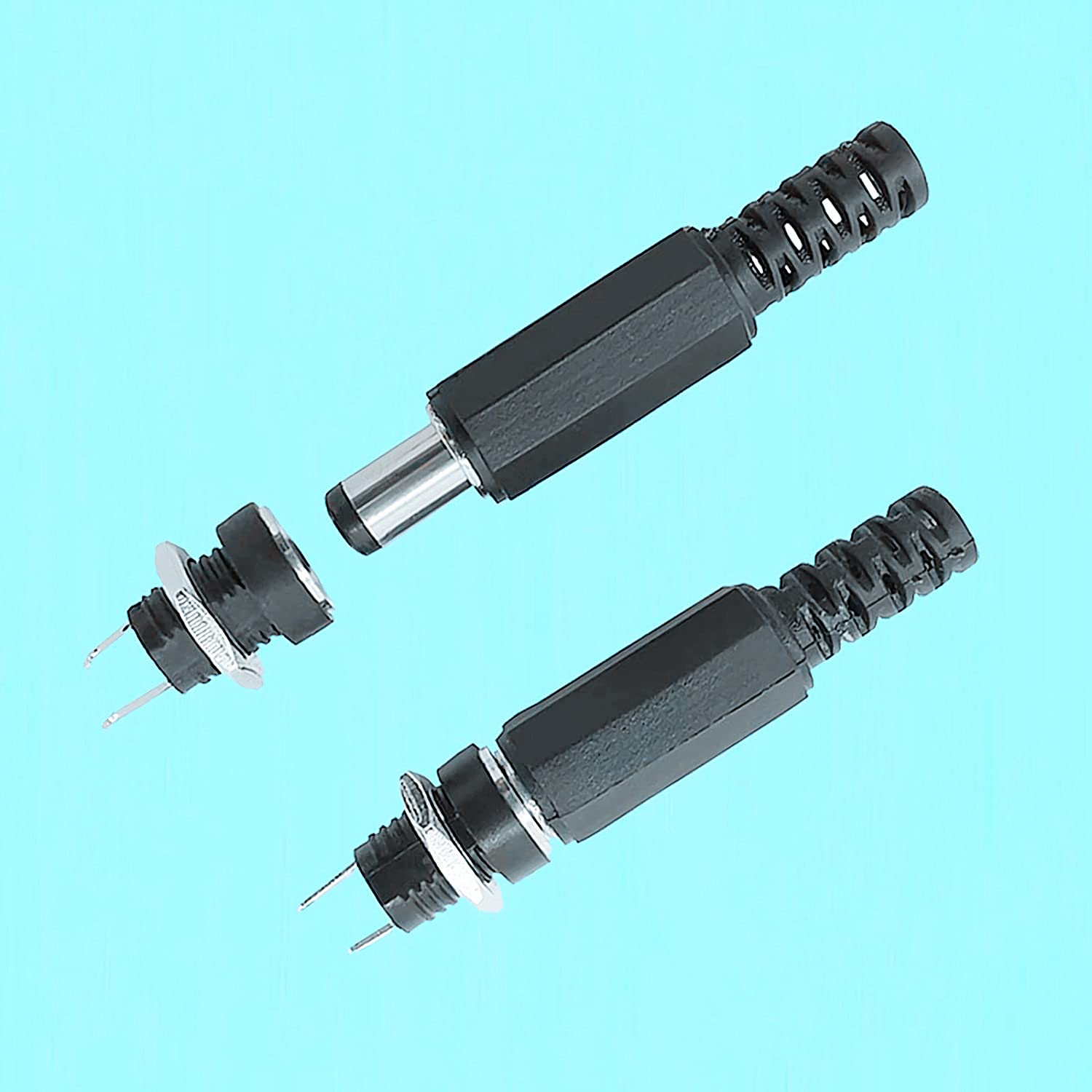 ThreeBulls 12 Pieces 5.5mmx2.1mm 2 Pins DC Power Jack Female Panel Mounting Connector Socket