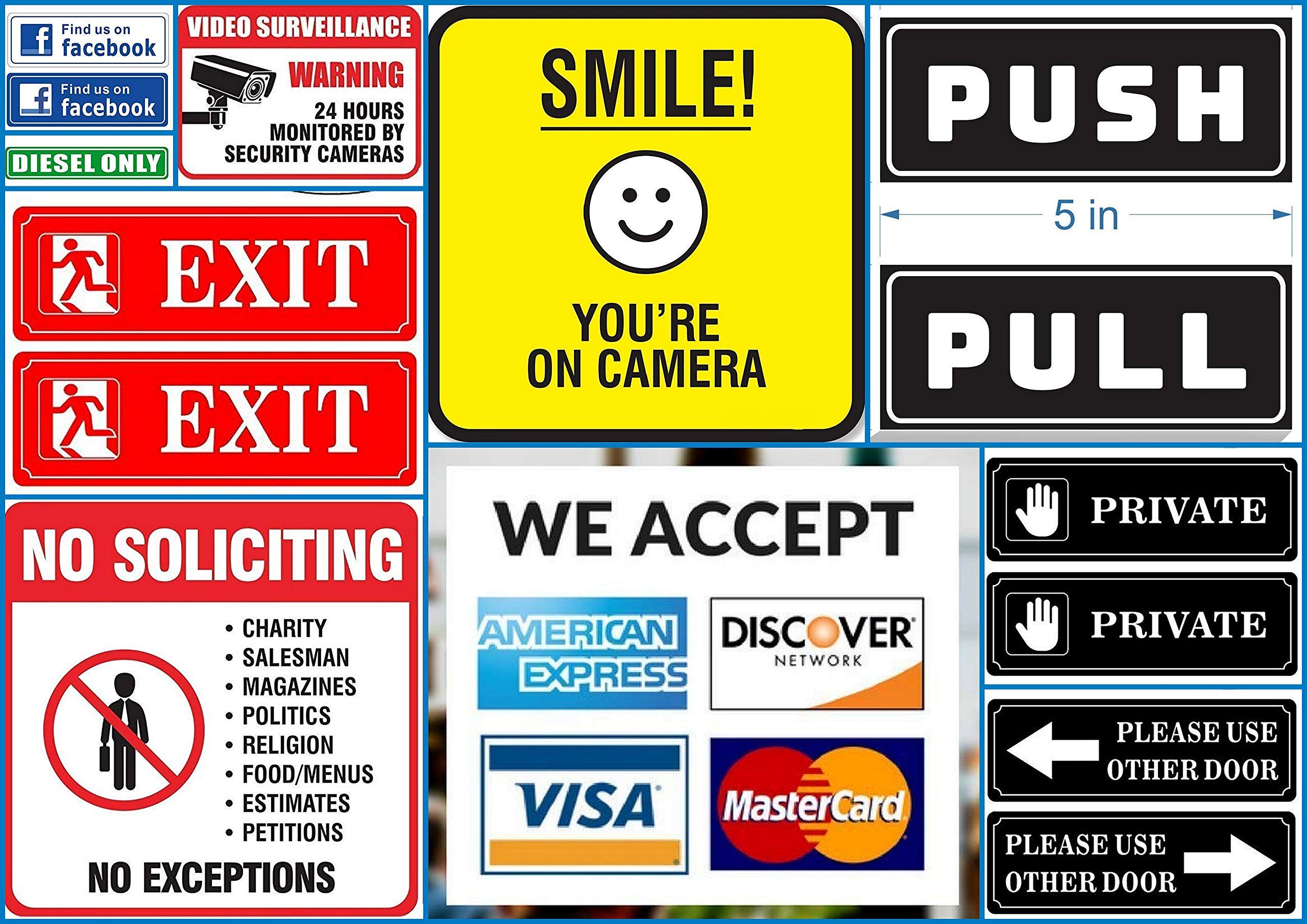 eSplanade We Accept Visa, MasterCard, Amex and Discover Credit Cards Sign Sticker Decal - Easy to Mount Weather Resistant Long Lasting Ink (Size 4" x 4")
