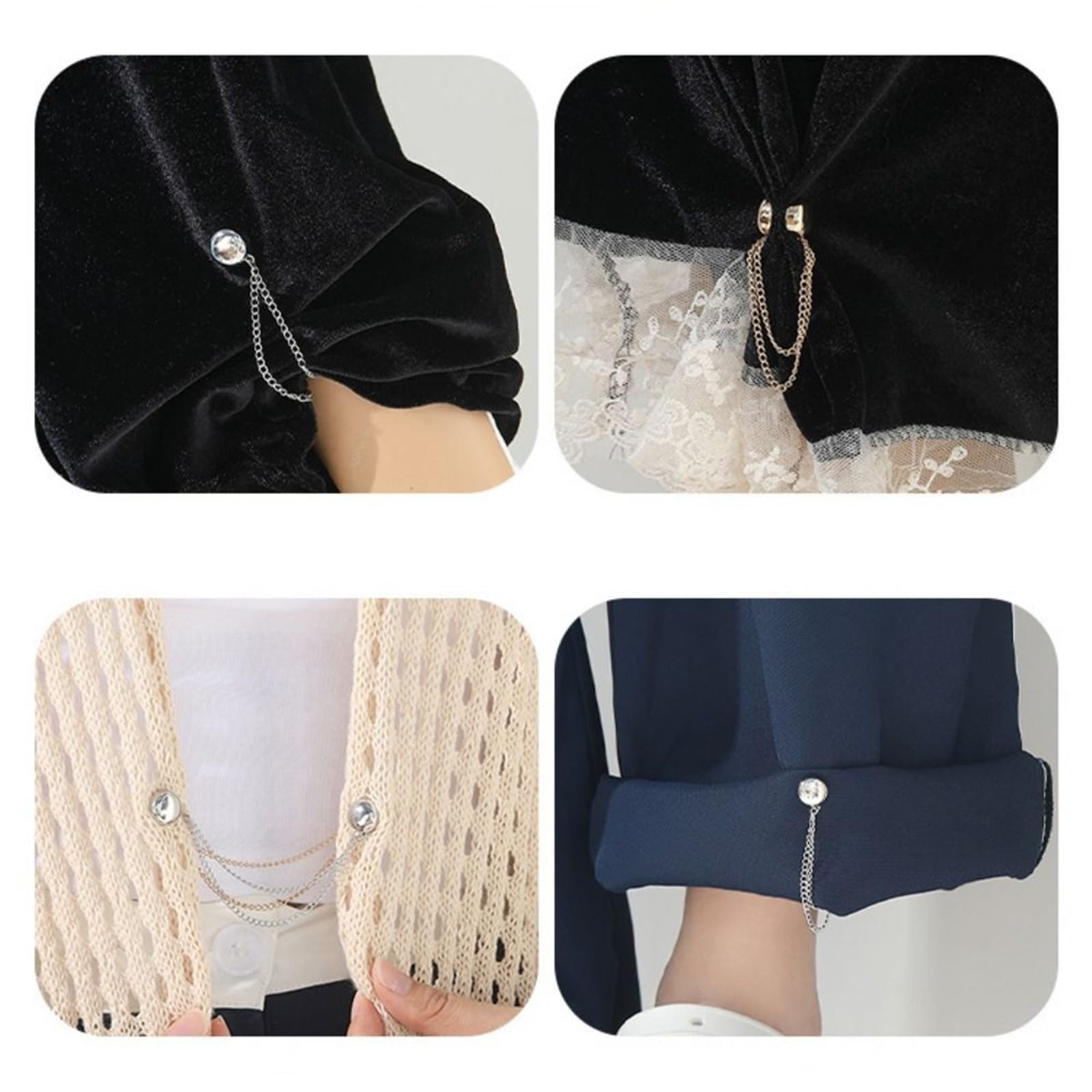 Multi-Function Magnetic Clothing Clips, 4 Pack Strongest Magnetic Strength Buttons Clips, Multi-Purpose Magnetic Pinless Brooch Clothing Accessories for Women Clothes Hijab Pins Decorate