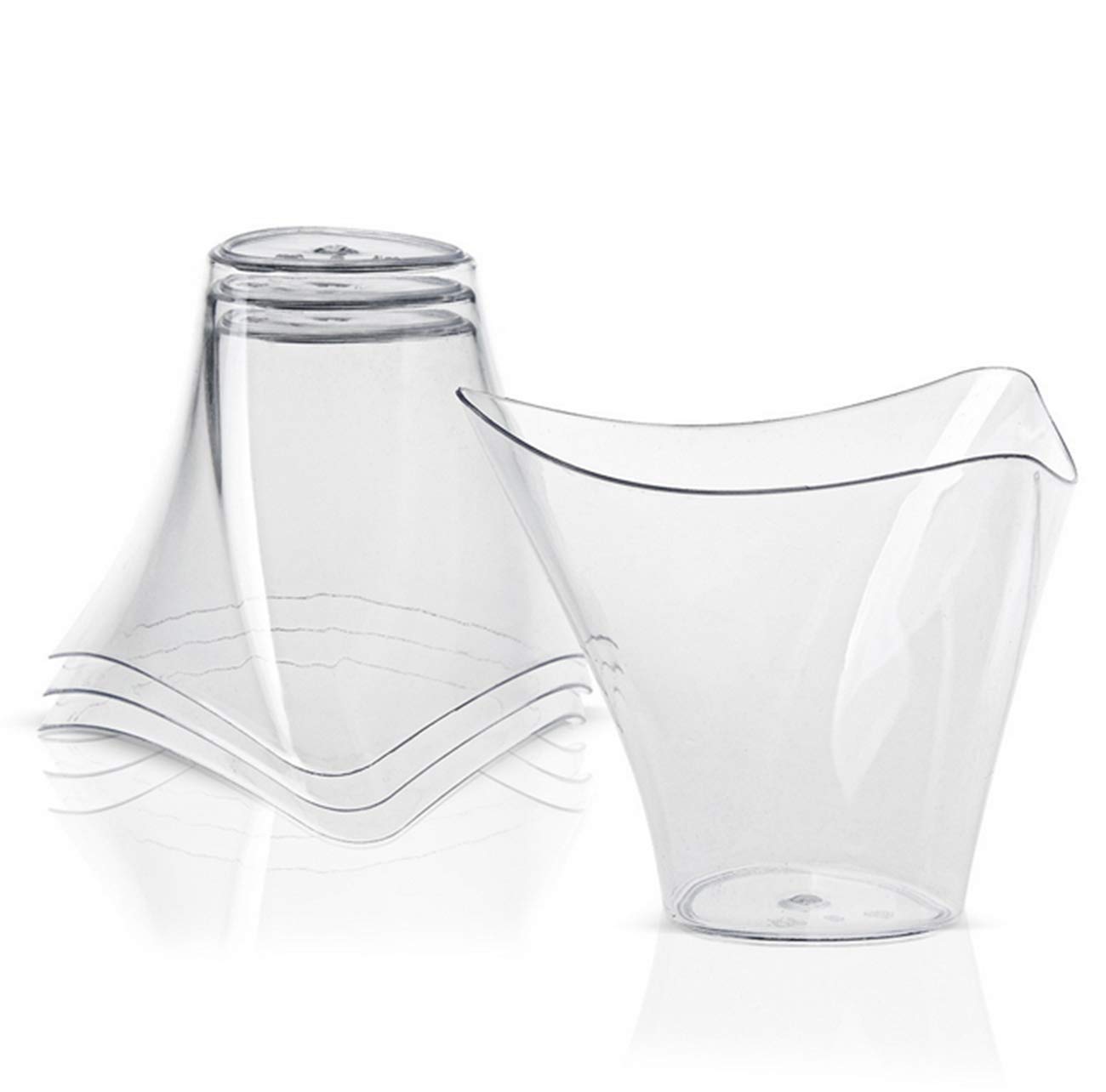 Healthcom 50 Pcs/set 3.3 Oz 100ml Plastic Dessert Cups with Spoons Swirl Triangle Ice Cream Dessert Bowls Disposable Dessert Cups Appetizers Cups Salad Bowl Tasting Sample Cup for Party Wedding