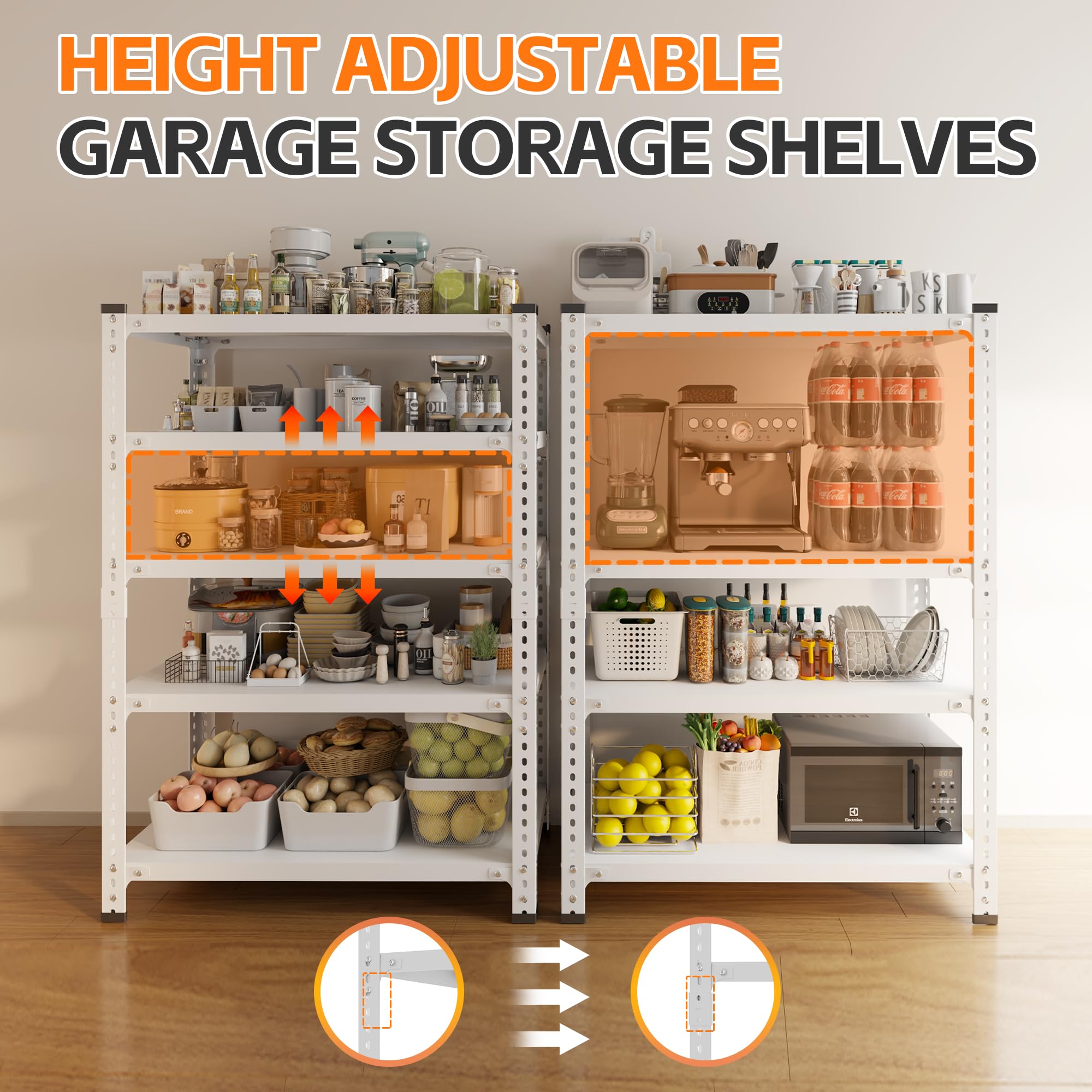 Qiaoxuan Garage Shelving Heavy Duty Adjustable Storage Garage Shelves, Metal Shelving Unit Garage Storage Rack, Utility Shelf for Garage, Basement, Pantry, Warehouse, 40" W x 16" D x 71" H (Blcak)