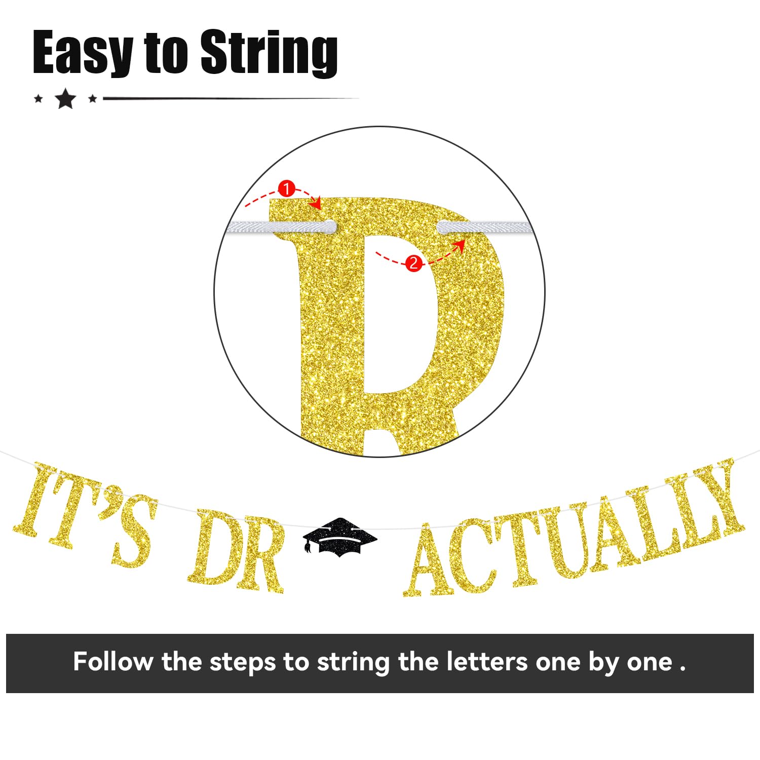 RLXPT It's Dr Actually Banner, Congrats Doctorate Degree Hanging Decorations, Congrats PHD JD MD Grad, Glittery Class of 2024 Senior Graduation Party Decorations Supplies