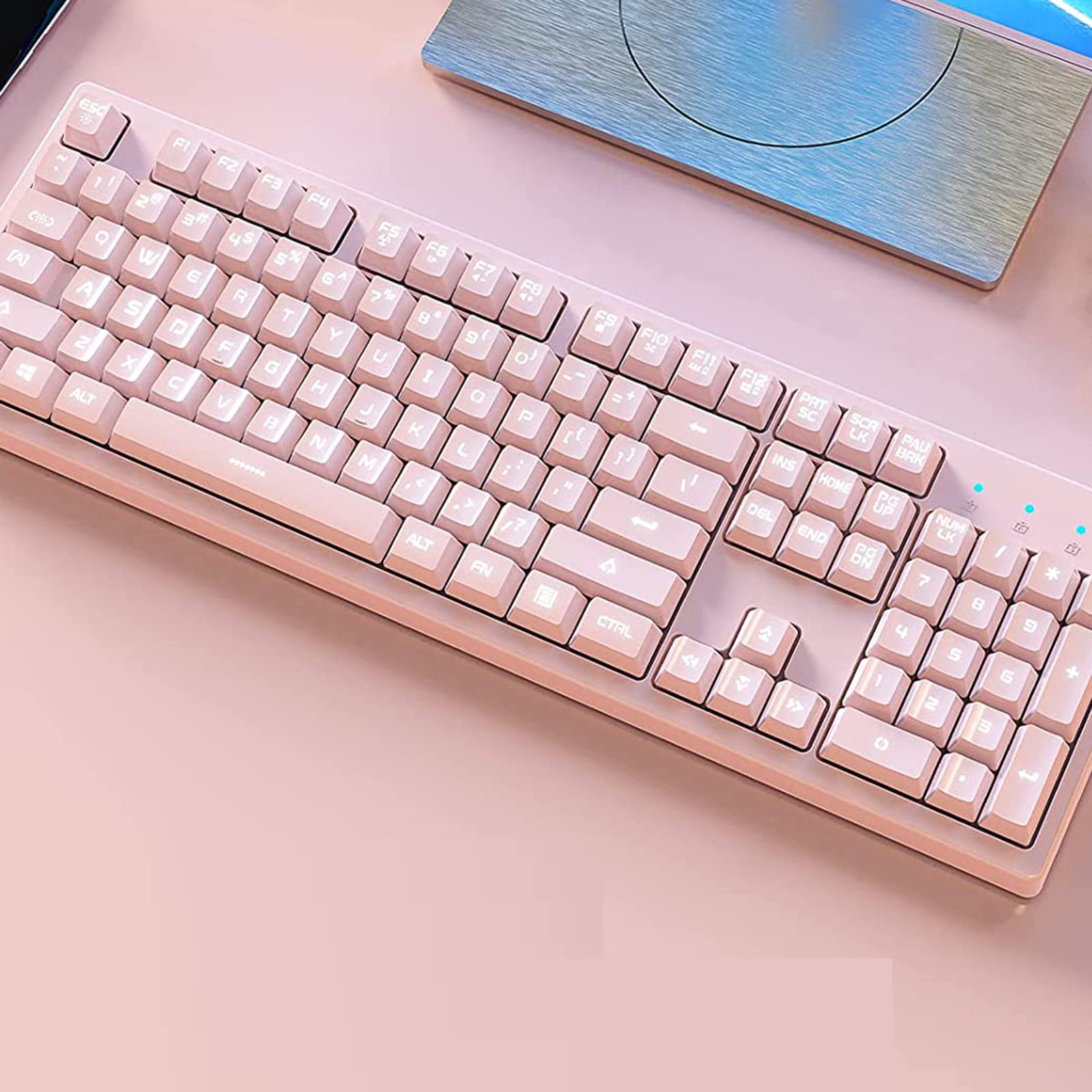SAAMGU Pink Computer Keyboard, Gaming Keyboard for Office for Windows Laptop PC