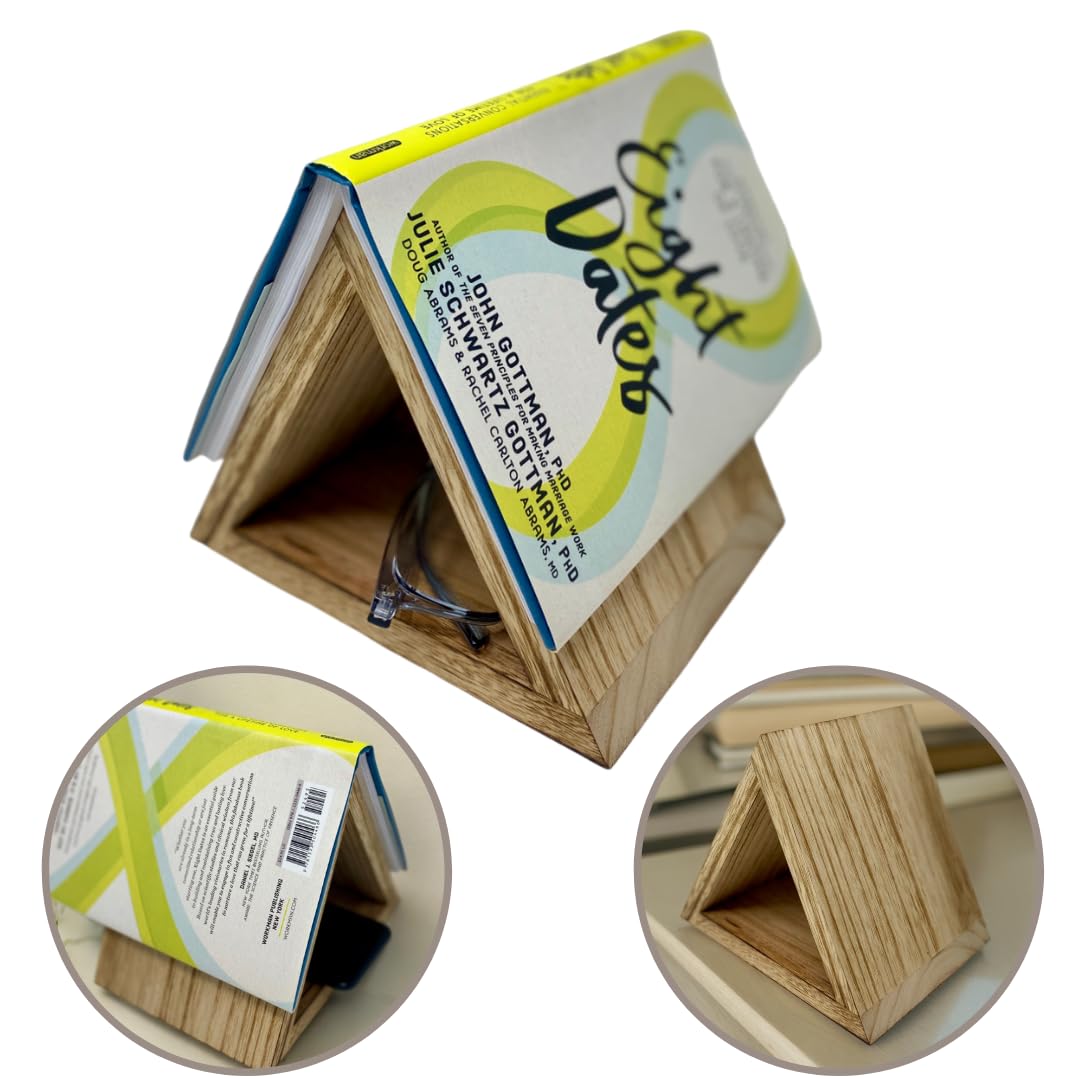 Multi-Functional Triangle Book Holder No Assebmly Required | Convenient Book Stand with Storage Cubby for Organized Reading Experience | Wooden Book Accessory | Perfect Gift for Book Lovers