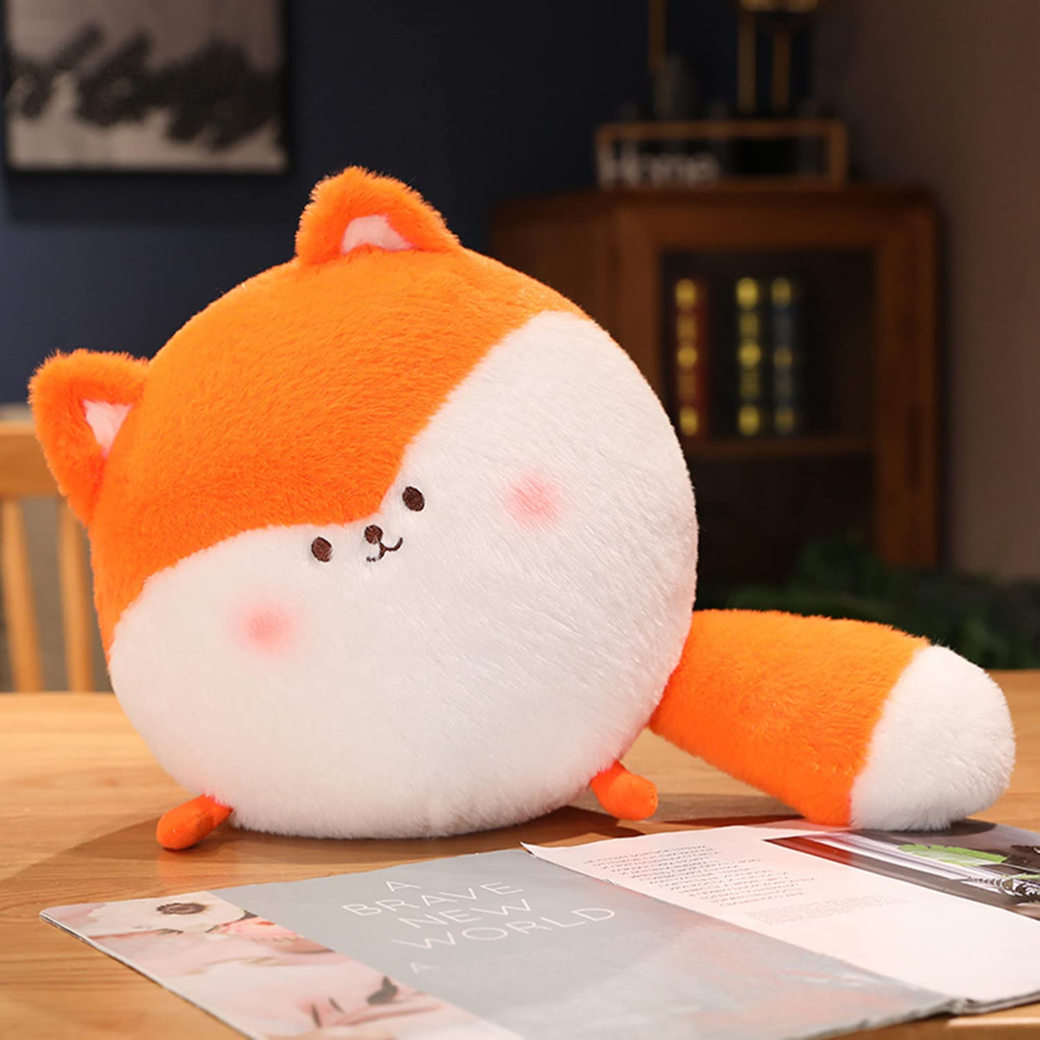 Plush Round Fox Stuffed Animal Fox Hugging Pillow Fox Plushies Throw Pillow Round Fox Anime Gift for Kids and Lovers in Birthday,Valentine's Day,Christmas¡