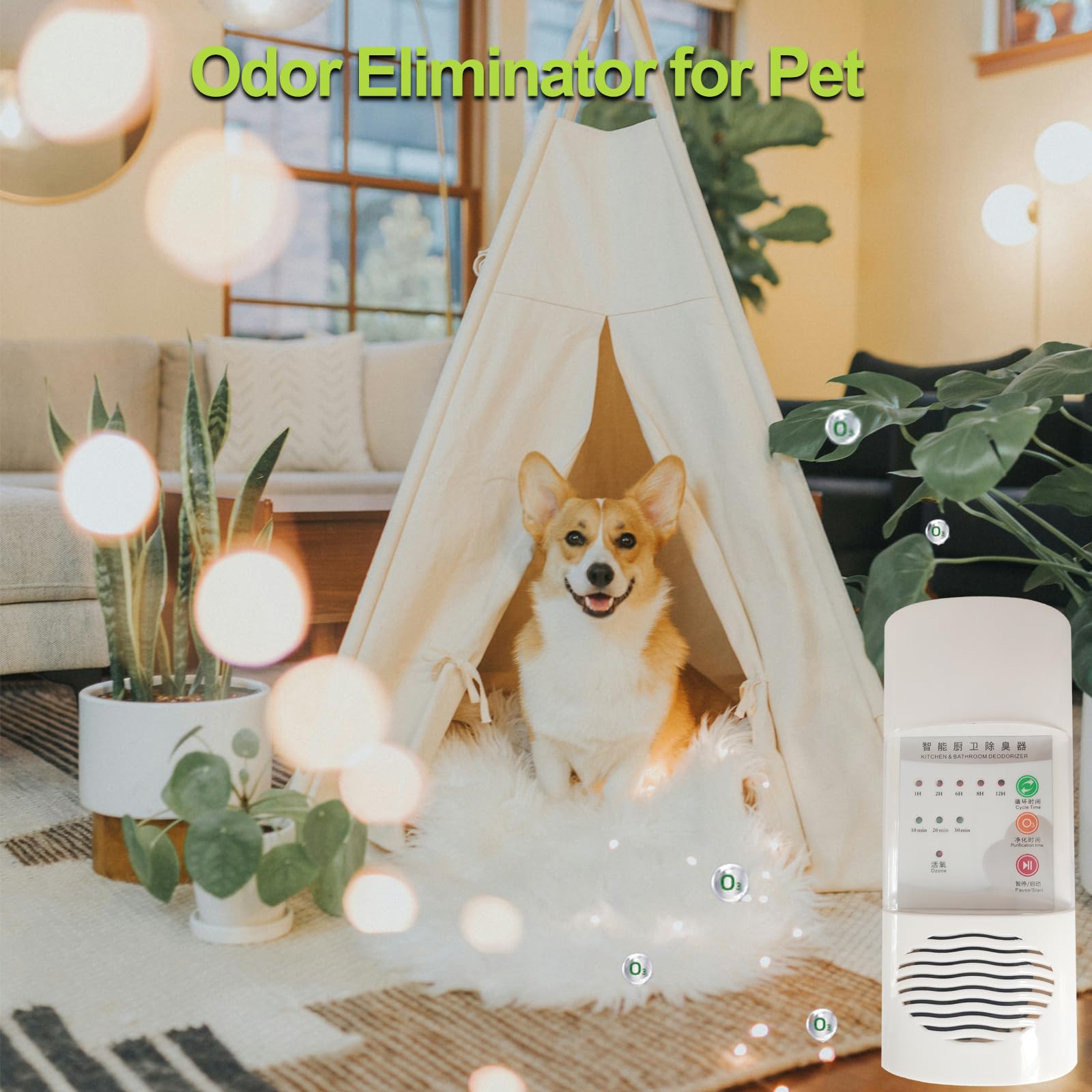 KLVEU Ozone Machine Odor Removal for Home Odor Eliminator Machine for Home and Pets Portable Generator for Kitchen,Toilet,Pet Houses,Smoke, Small, white