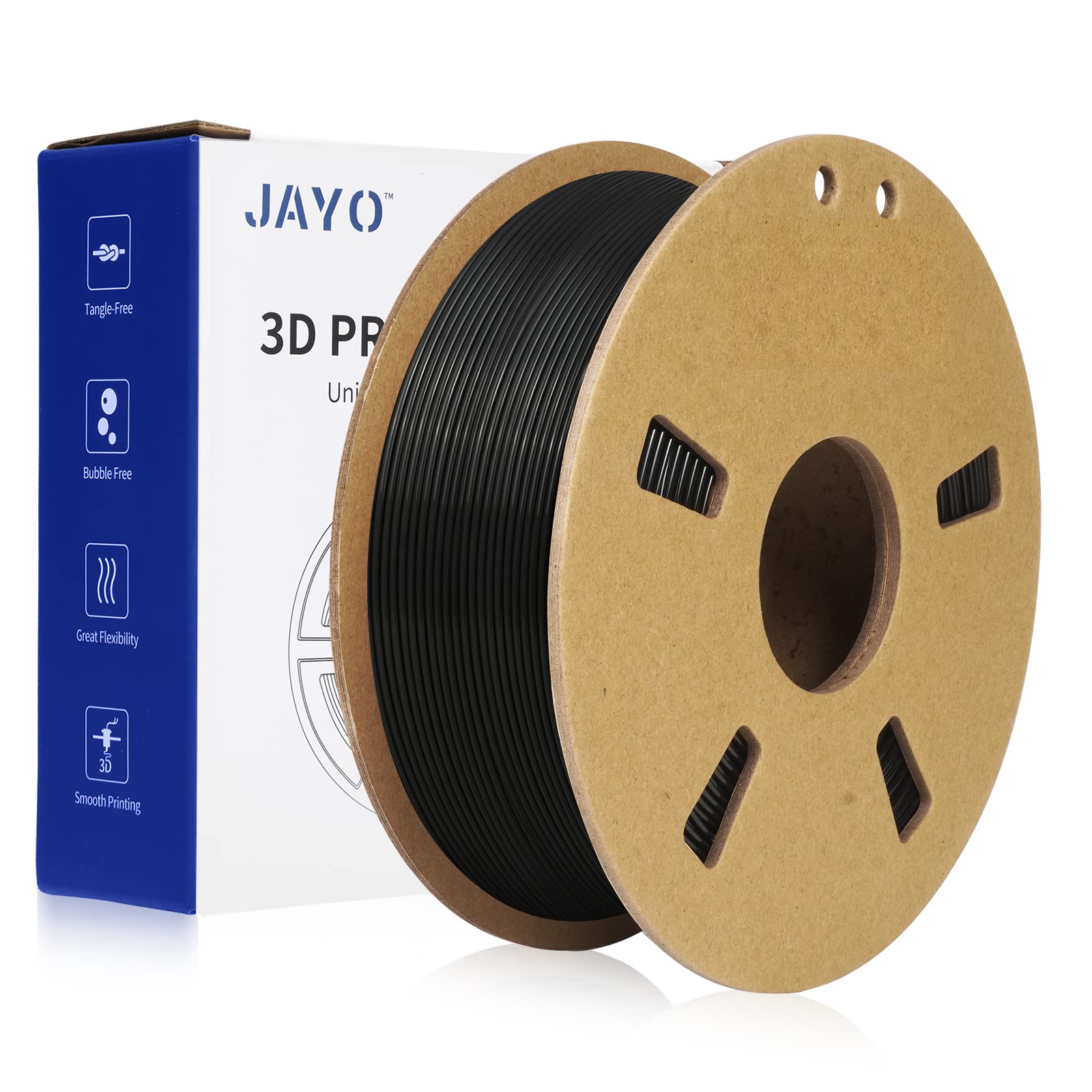 JAYO PLA 3D Printer Filament, PLA Meta Filament 1.75mm 0.65KG Spool, Toughness and High Liquidity Neatly Wound Filament, Dimensional Accuracy +/- 0.02mm, Fit Most FDM 3D Printers, Black