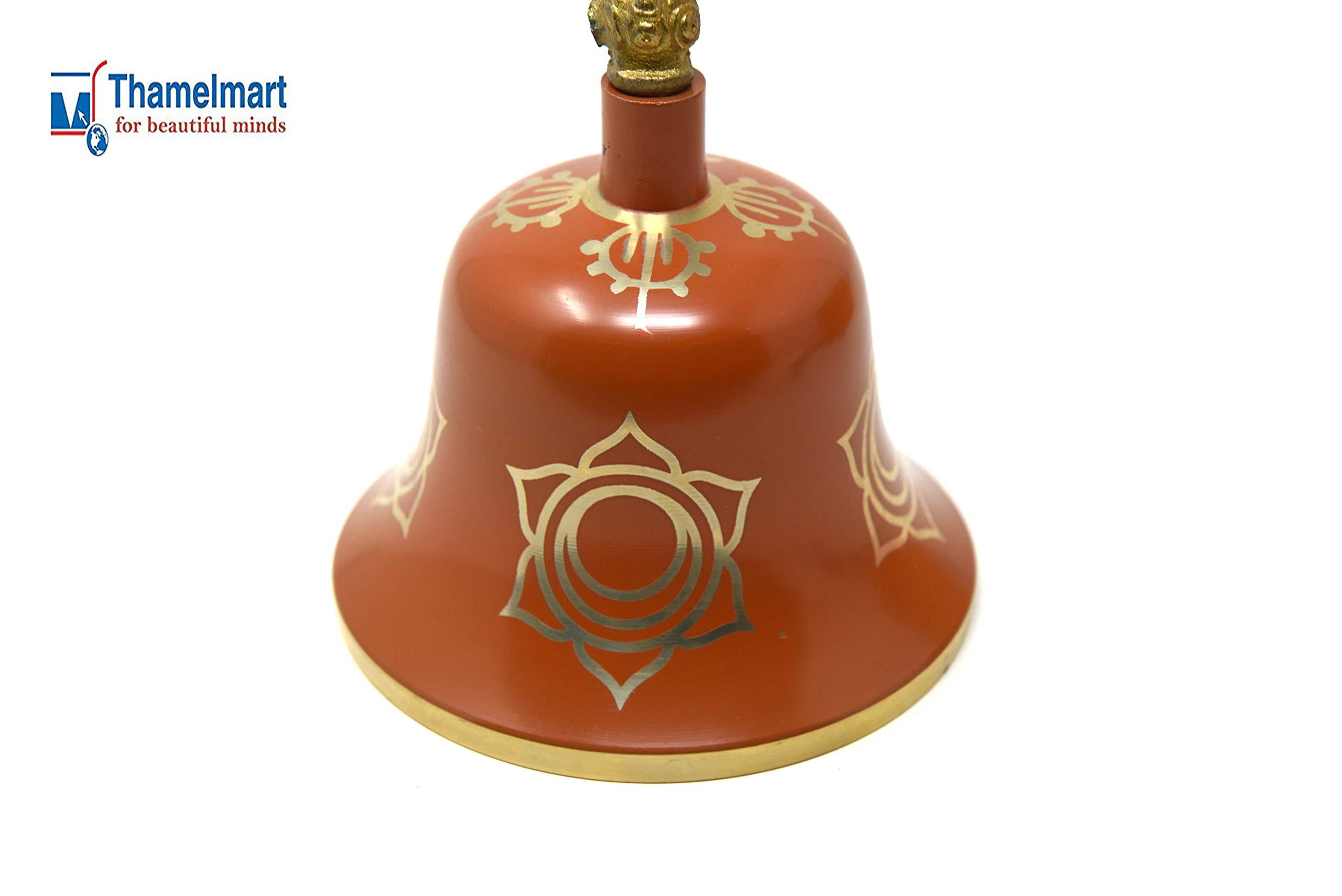 Tibetan Buddhist Meditation Bell Chakra Color - Bell of Enlightenment from Nepal 8 Inches Including free Box … (ORANGE)