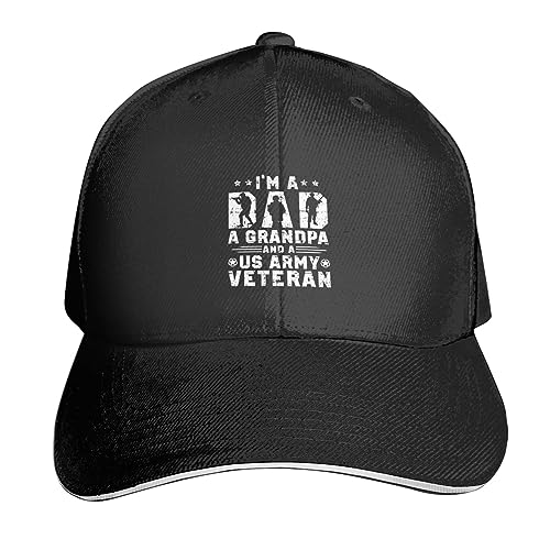 I'm A Dad Grandpa and A US Army Veteran Nothing Scares Me Baseball Cap Sports Beach Back Buckle Brim Adjustable Hat