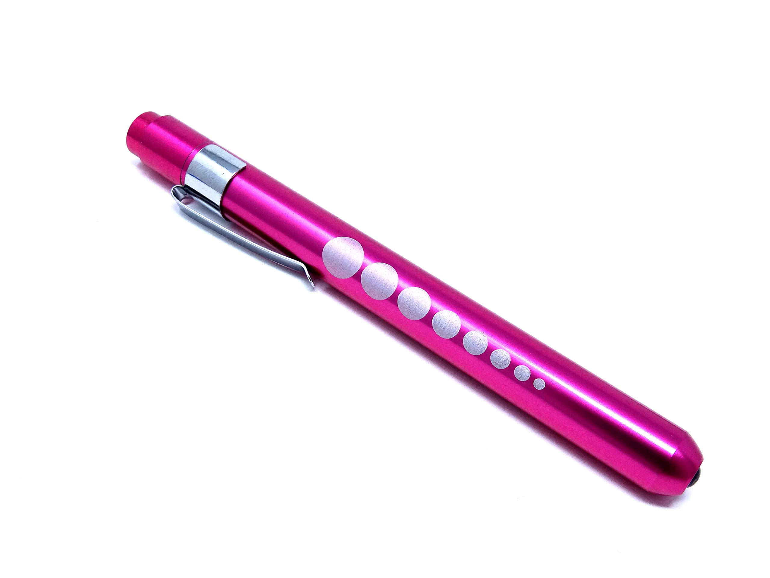 Penlight Reusable Medical Aluminum LED Pen Light with Pupil Gauge for Nurses Doctors Students with Pocket Clip (Pink)