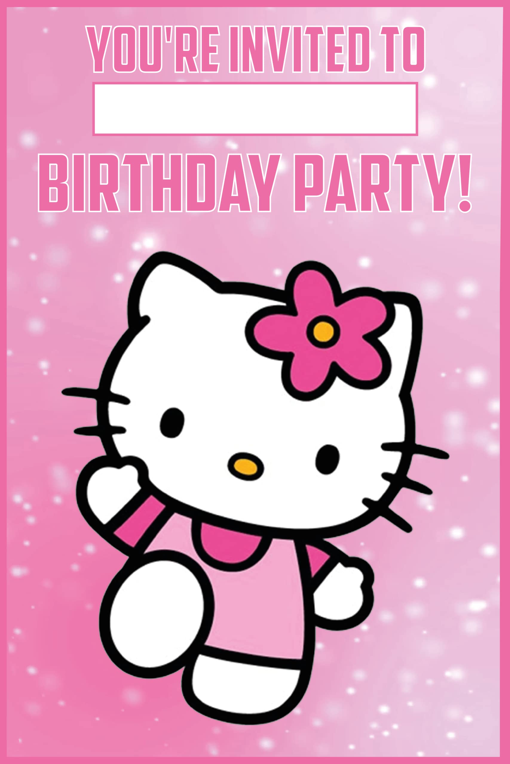 Set of 20 Cute Pink Cat Term or Description -Themed Happy Birthday Invitation Cards & Envelopes - Lightweight (240g), Postcard Style Invites for the Perfect Party Pack