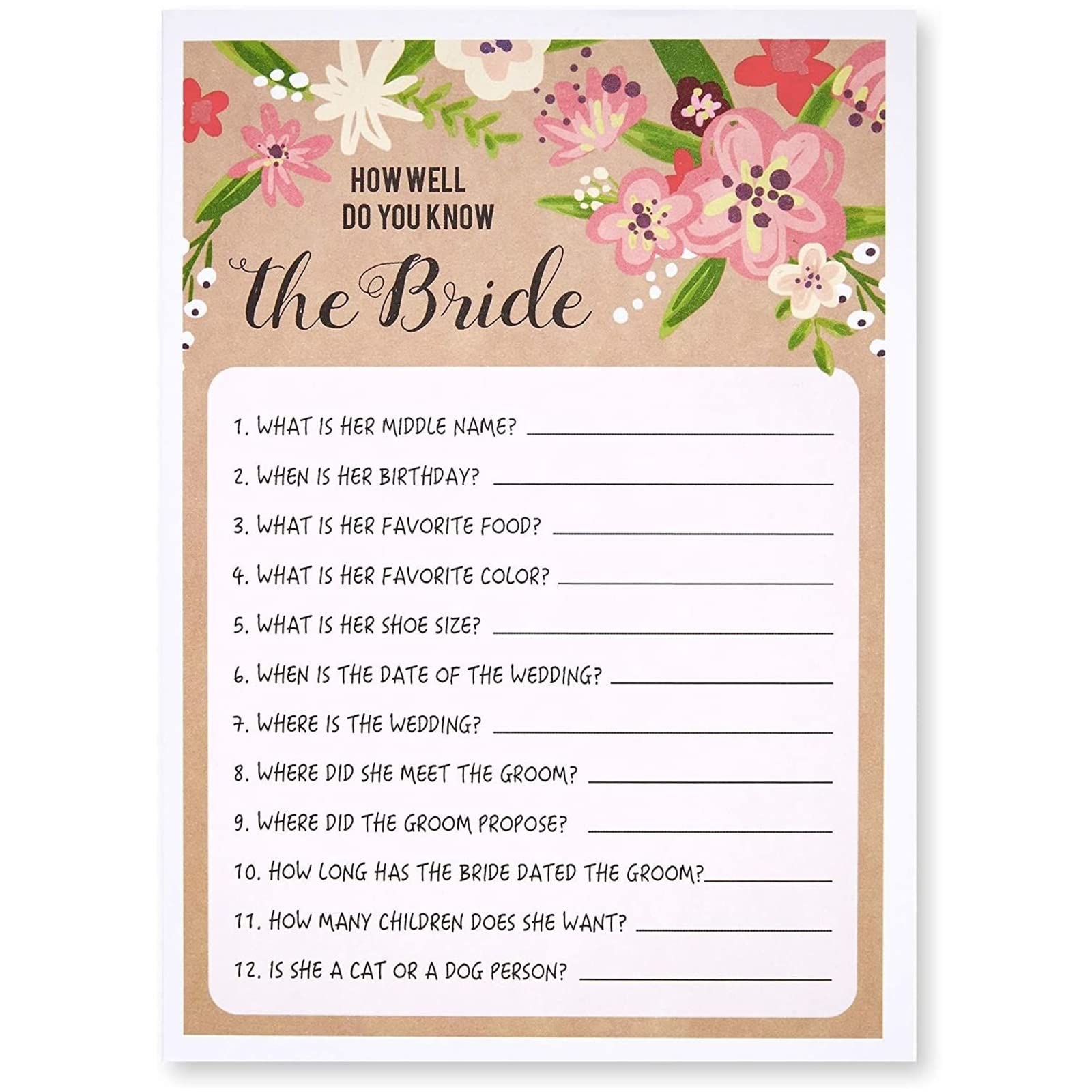Set of 5 Bridal Shower Games for Engagement Celebrations, Bridal, Bachelorette, Anniversary, Wedding Party, Entertains 50 Guests