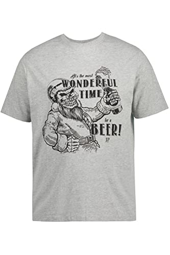 JP 1880 Menswear Big & Tall Plus Size L-8XL Wonderful Time Print Tee Gray Melange XXXXXX-Large 808869123