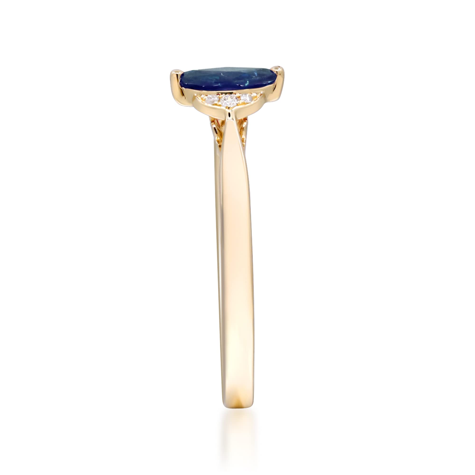 Gin & Grace women's 14K Yellow Gold With Natural Blue Sapphire &Natural Diamond (I1) Ring QA1210R-BS-7 7