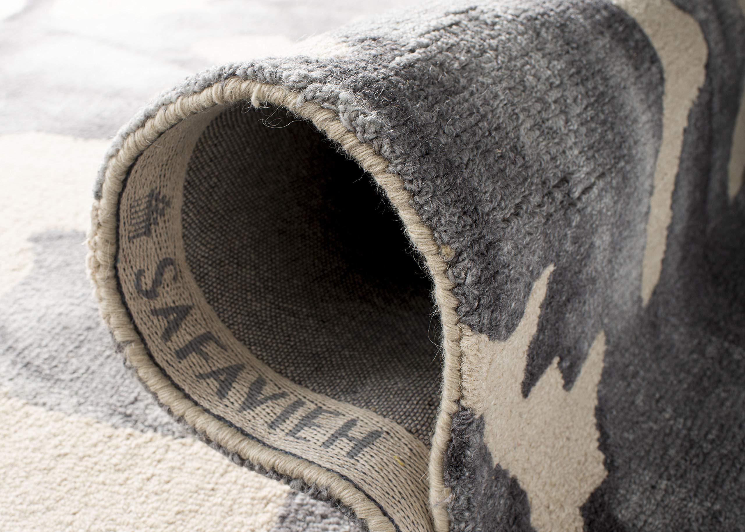 SAFAVIEH Dip Dye Collection 8' x 10' Beige / Charcoal DDY517E Handmade Modern Abstract Premium Wool Area Rug