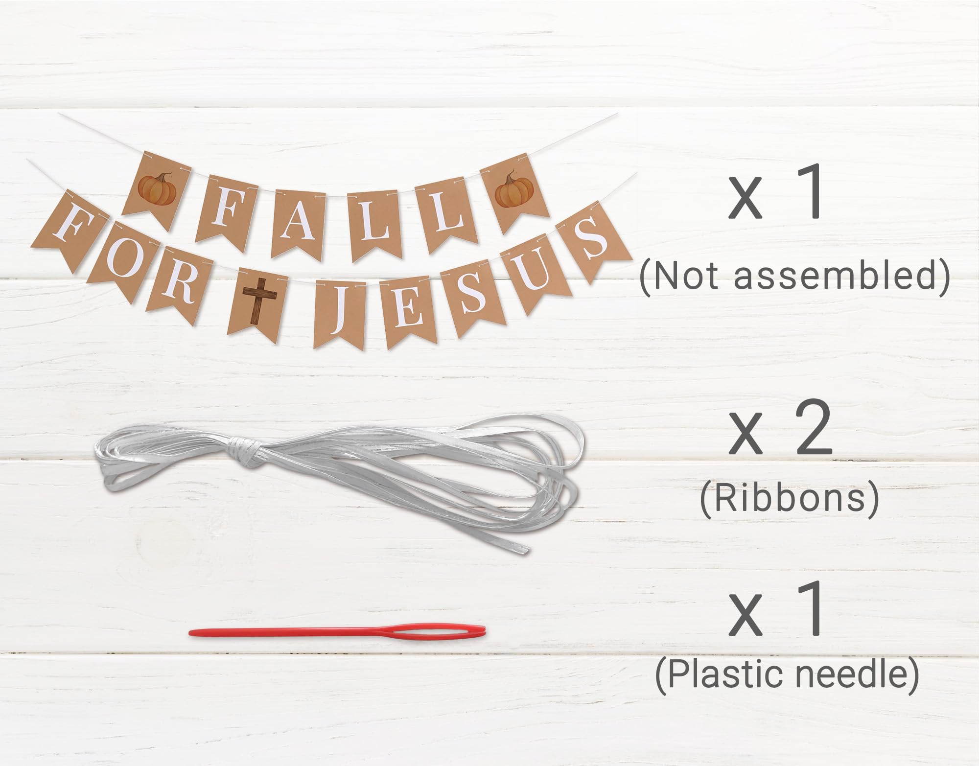 Funnytree Fall for Jesus Decor Props Kit - a 5.9 x 3.6 FT Backdrop/Cards/Ribbon - Party Supply Set for Photo Booth Background